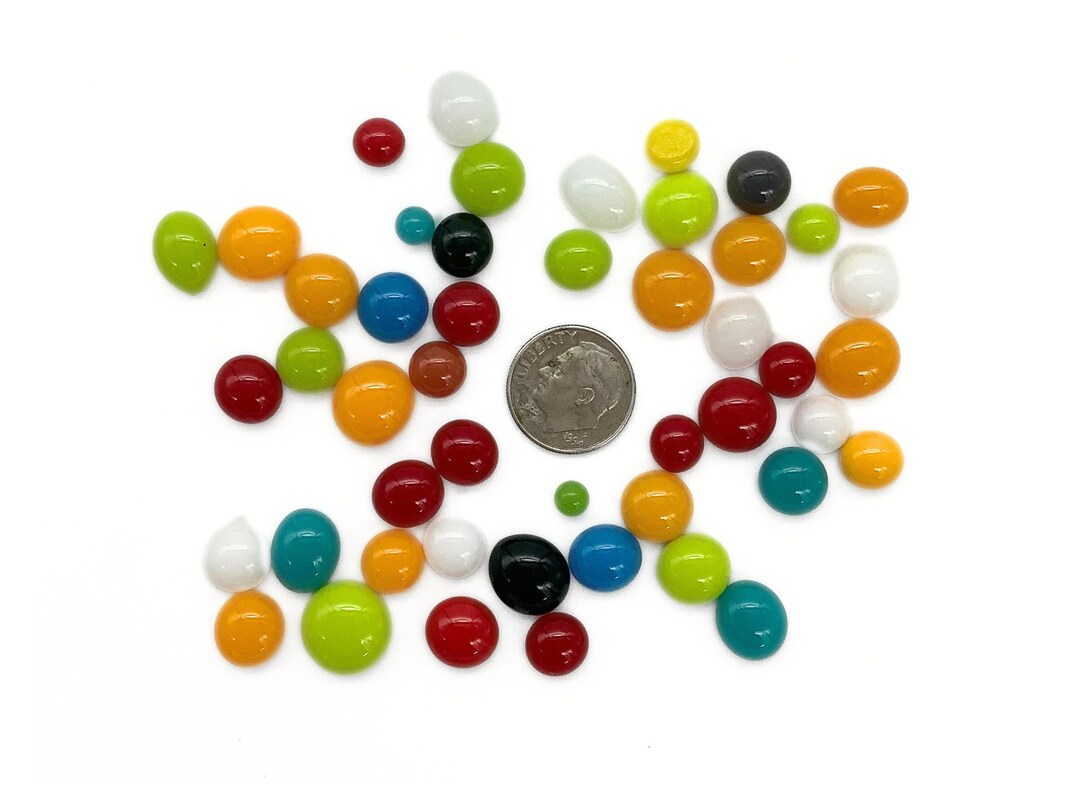 96 COE Opaque Colored Dots, Colorful Fused Glass Globs, 1 Ounces Glass ...