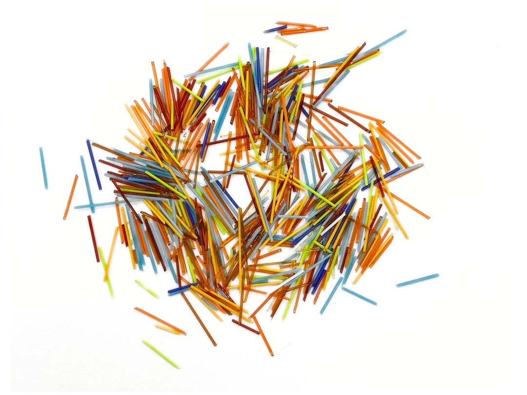 96 COE Glass Scrap Stringers, Transparent and Opaque Colored Stringer ...