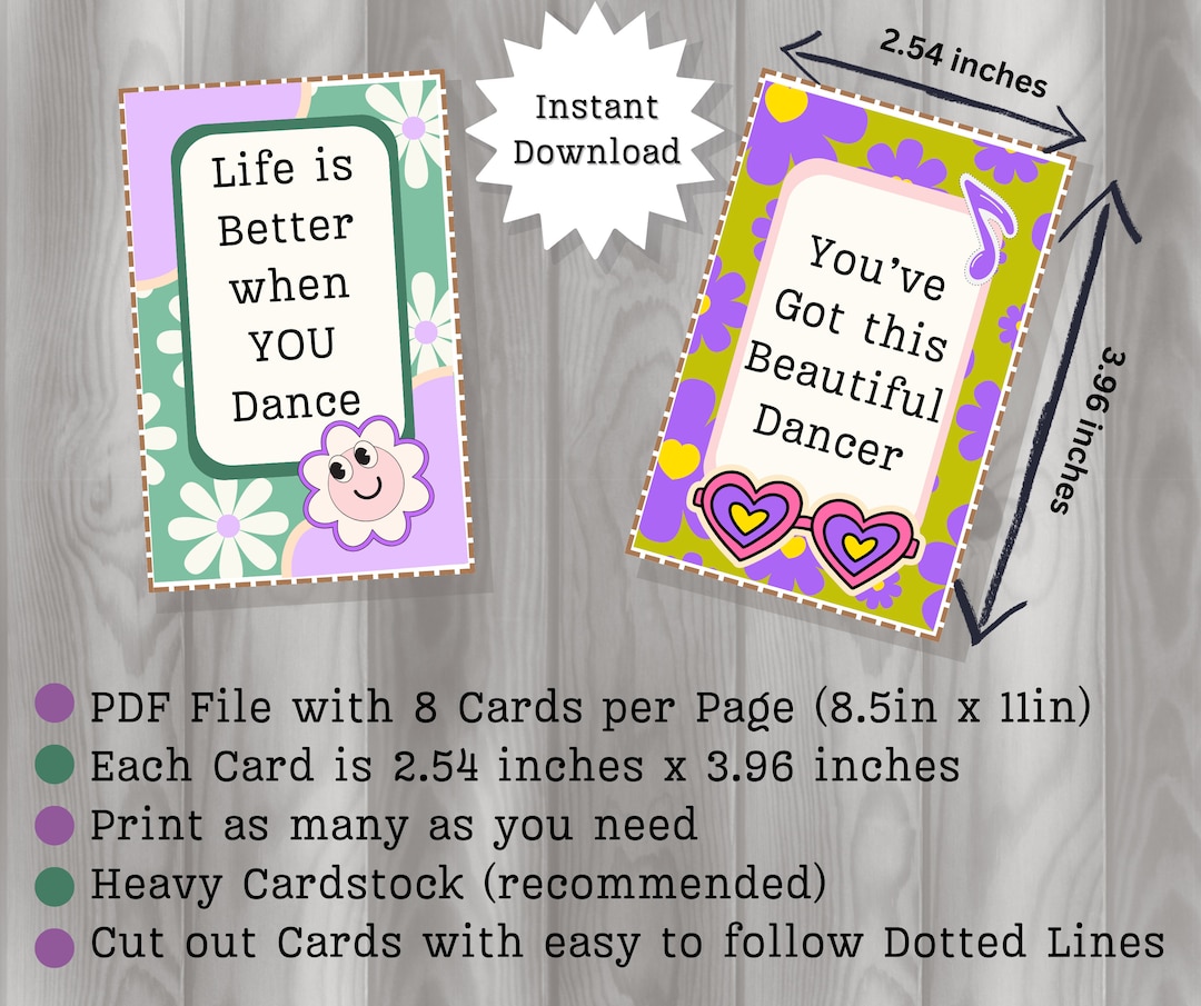 Printable Dance-themed Tags, Valentine’s Day Printable Cards, Dancer ...