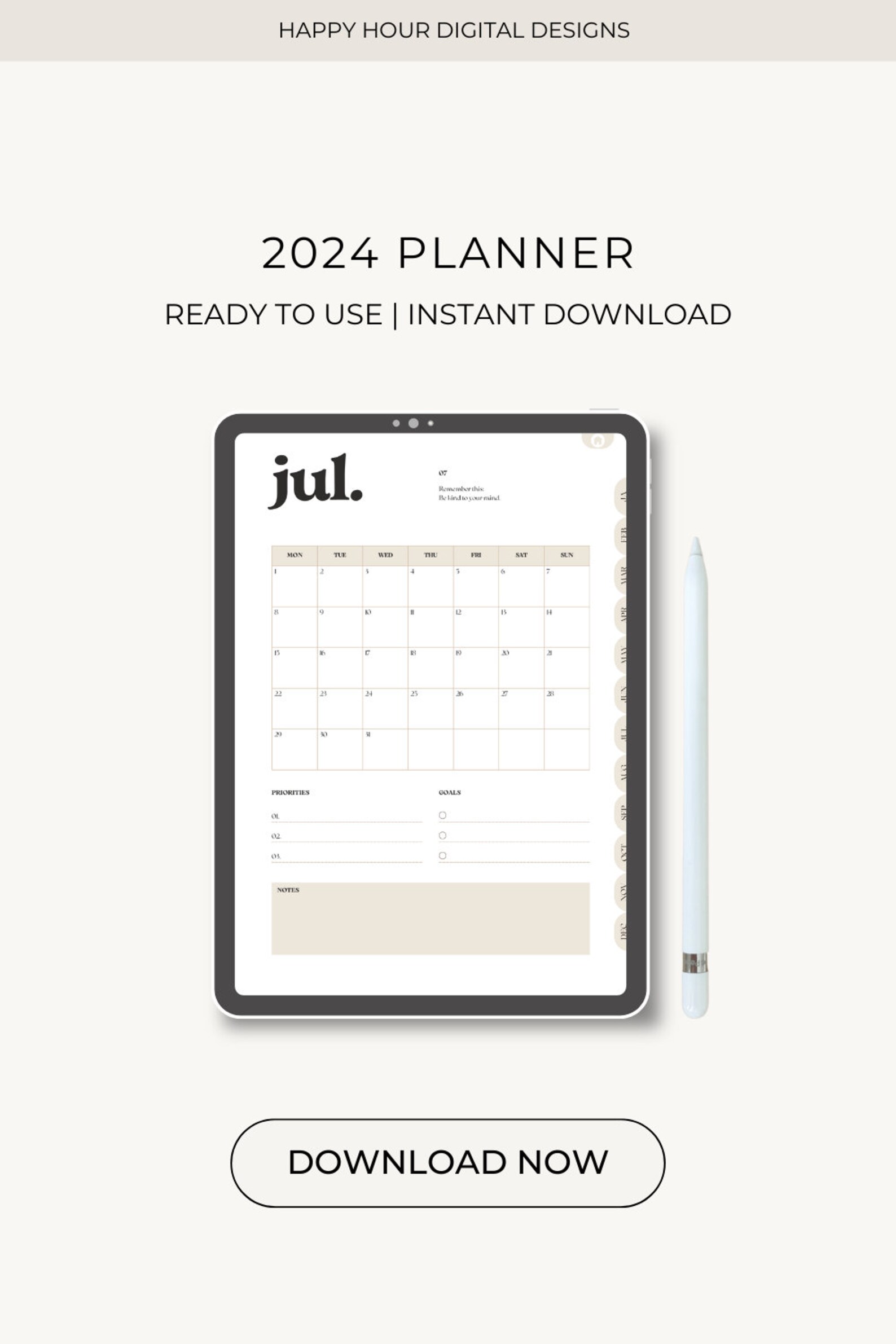2024 Planner Digital Planner Printable Planner Organizational Tool ...