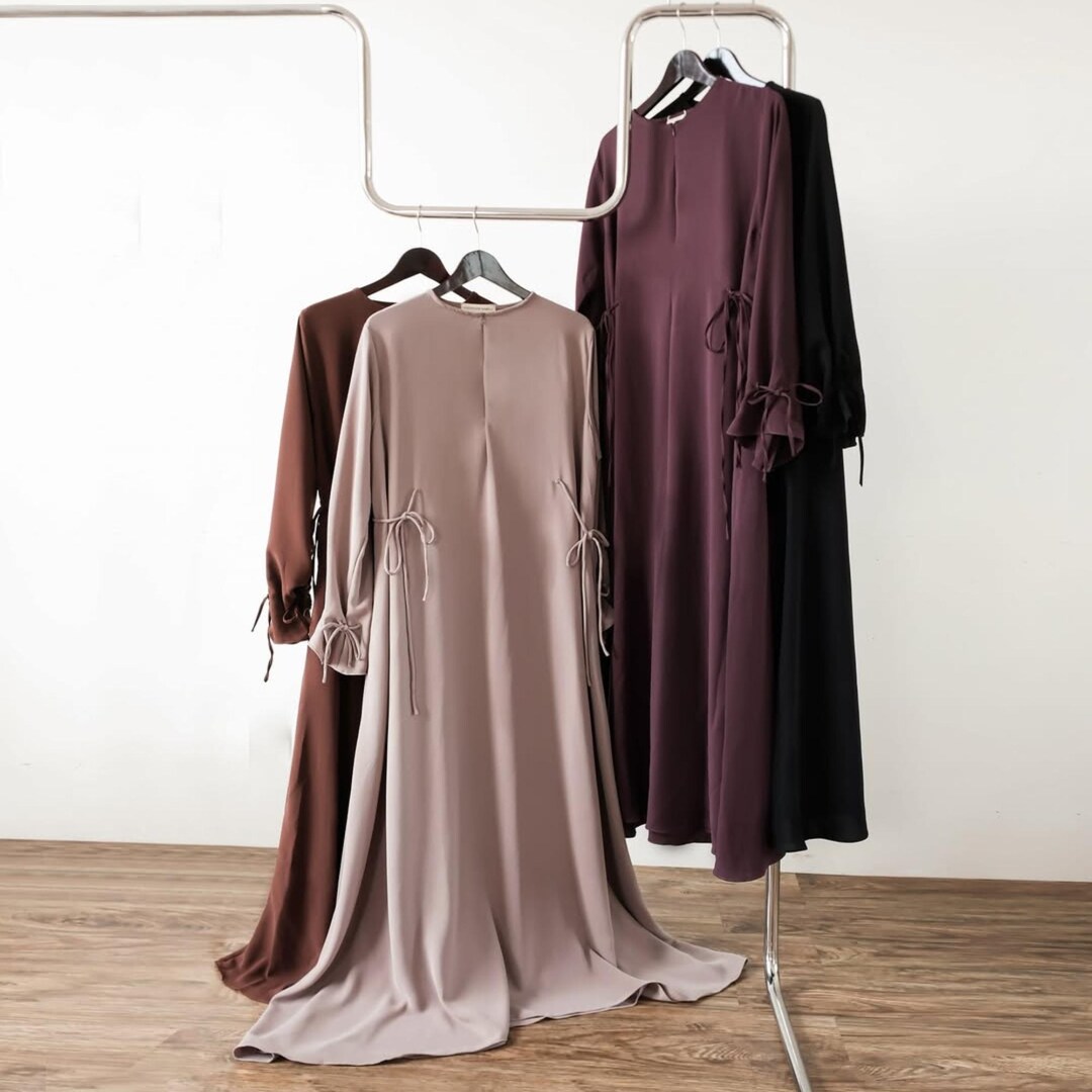 Elegant Modest Abaya Dress With Drawstring Sleeves, Islamic Clothing - Etsy