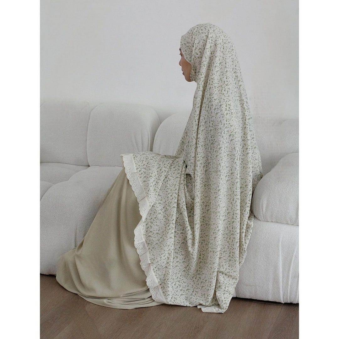 Handmade One Set Prayer Dress for Muslim, Floral Lace Mukena, Islamic ...