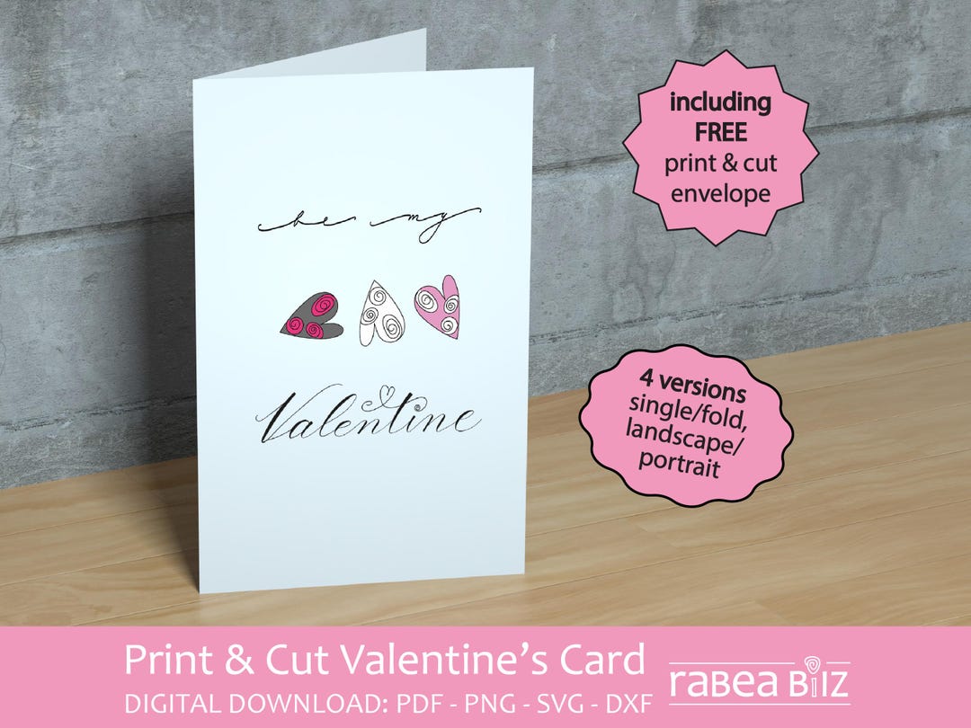 Be My Valentine Card Printable Valentines Card Svg Cute Valentine Png ...