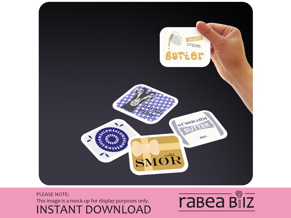 Butter Sticker Sheet, Printable Sticker Digital Sticker Food Design ...