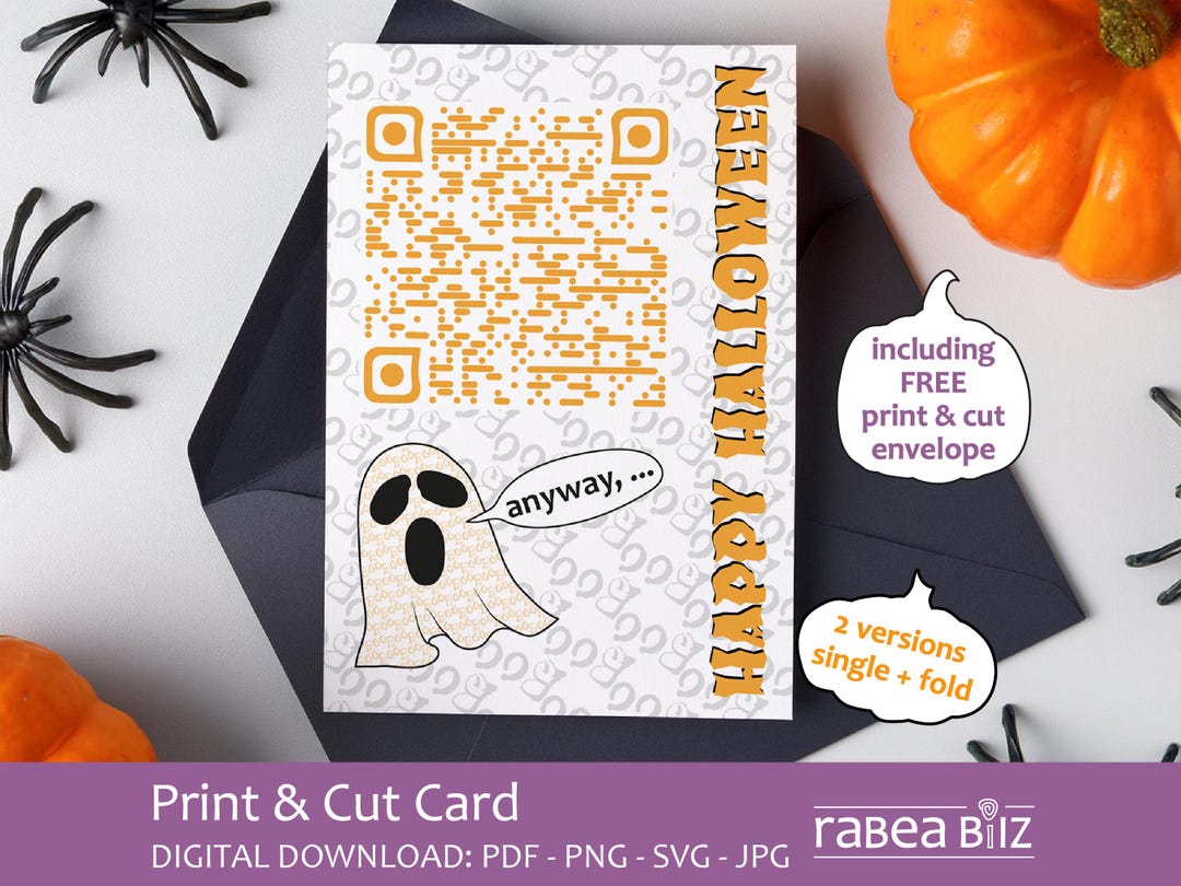Happy Halloween Card Printable Hidden Message QR Code Sarcastic ...