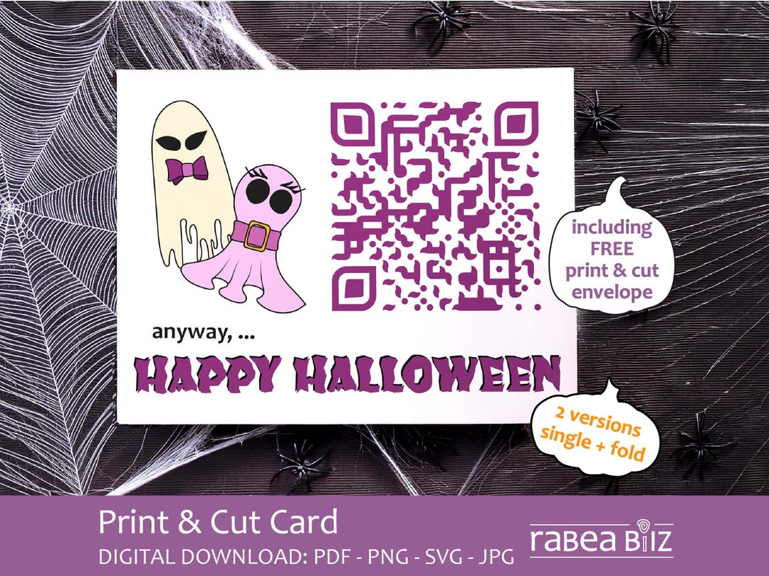 Happy Halloween Card Printable Hidden Message QR Code Sarcastic ...