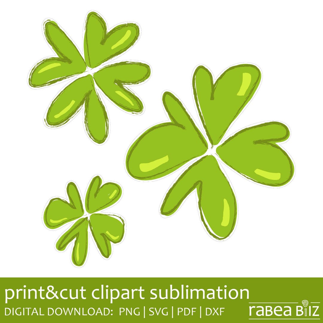 Four Leaf Clover Cluster Print and Cut Clipart St Patricks Png Shamrock ...