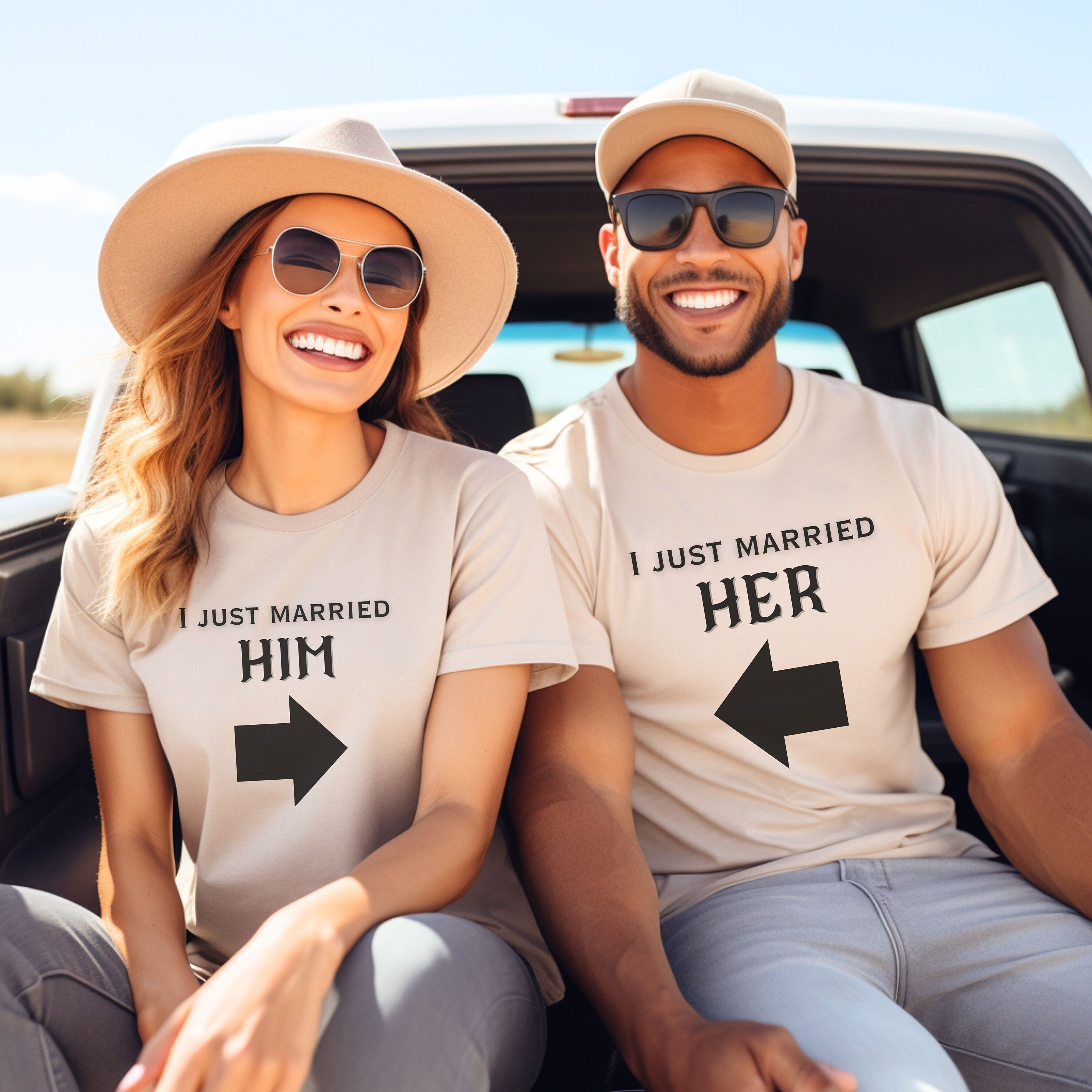 Just Married Matching Couple Tees Wedding Apparel, Bride Groom Shirts ...