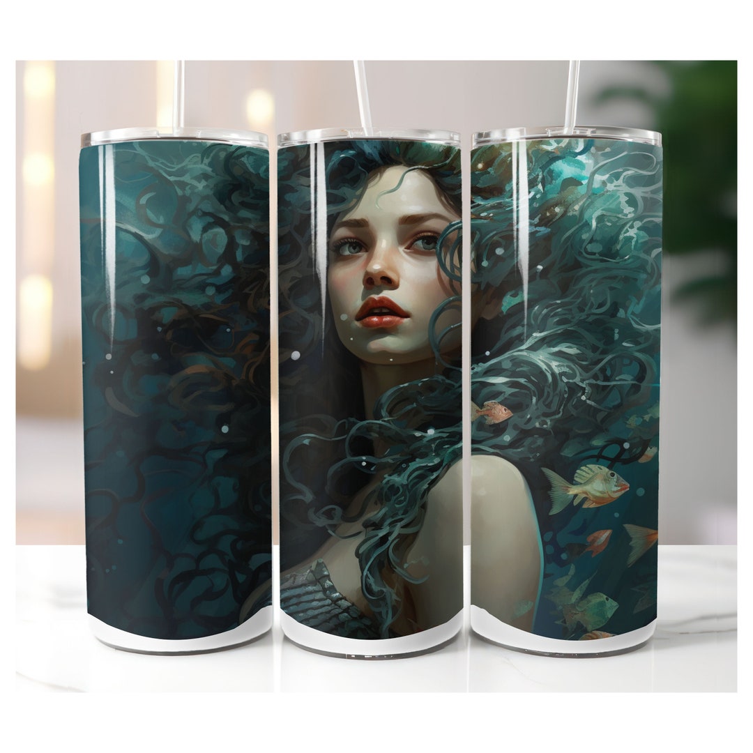 Fantasy Mermaid Skinny Tumbler 20oz, Underwater Nymph Girl Mug for Mom ...