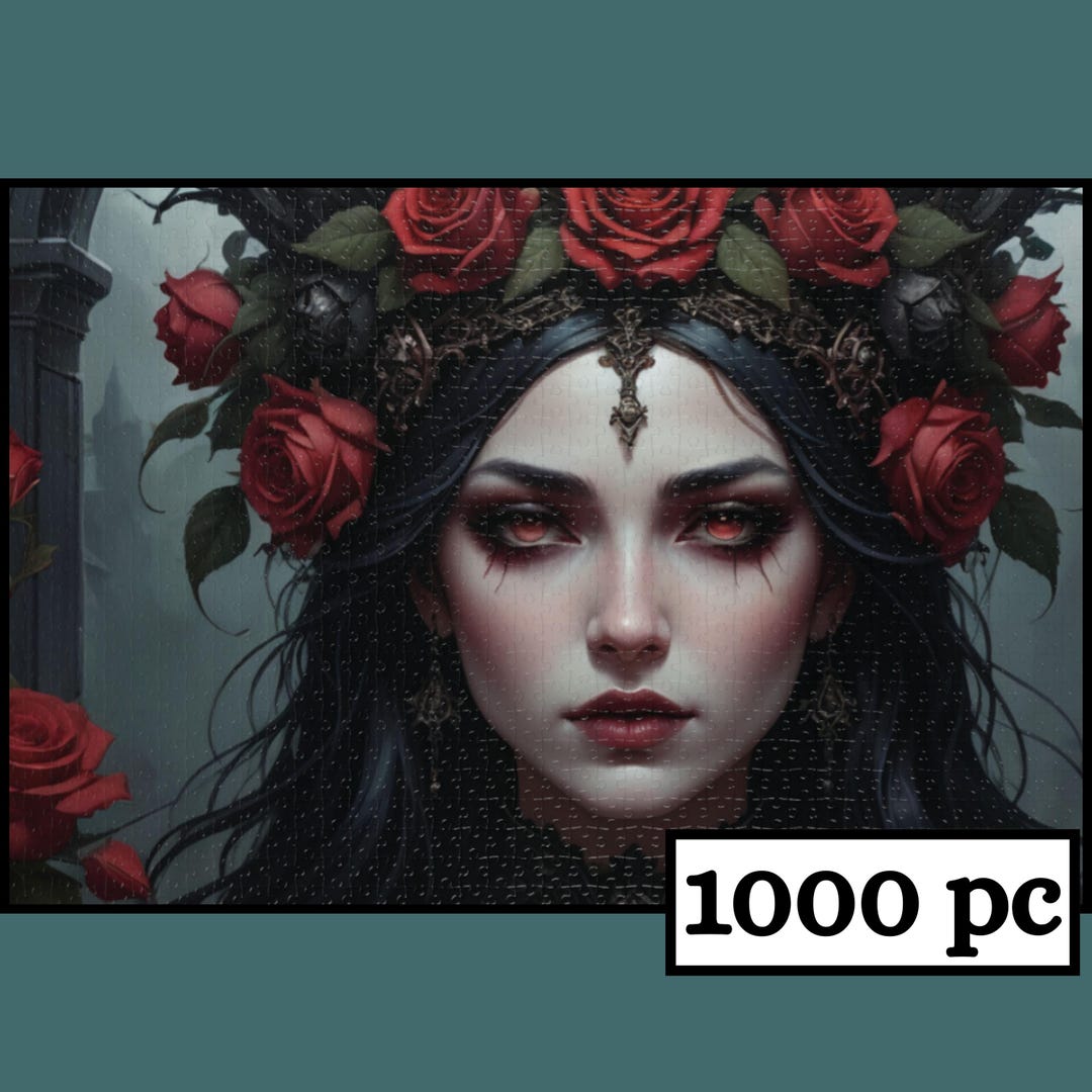 Goth Vampire Girl 1000 Piece Jigsaw Puzzle Gifted Gothic Roses ...
