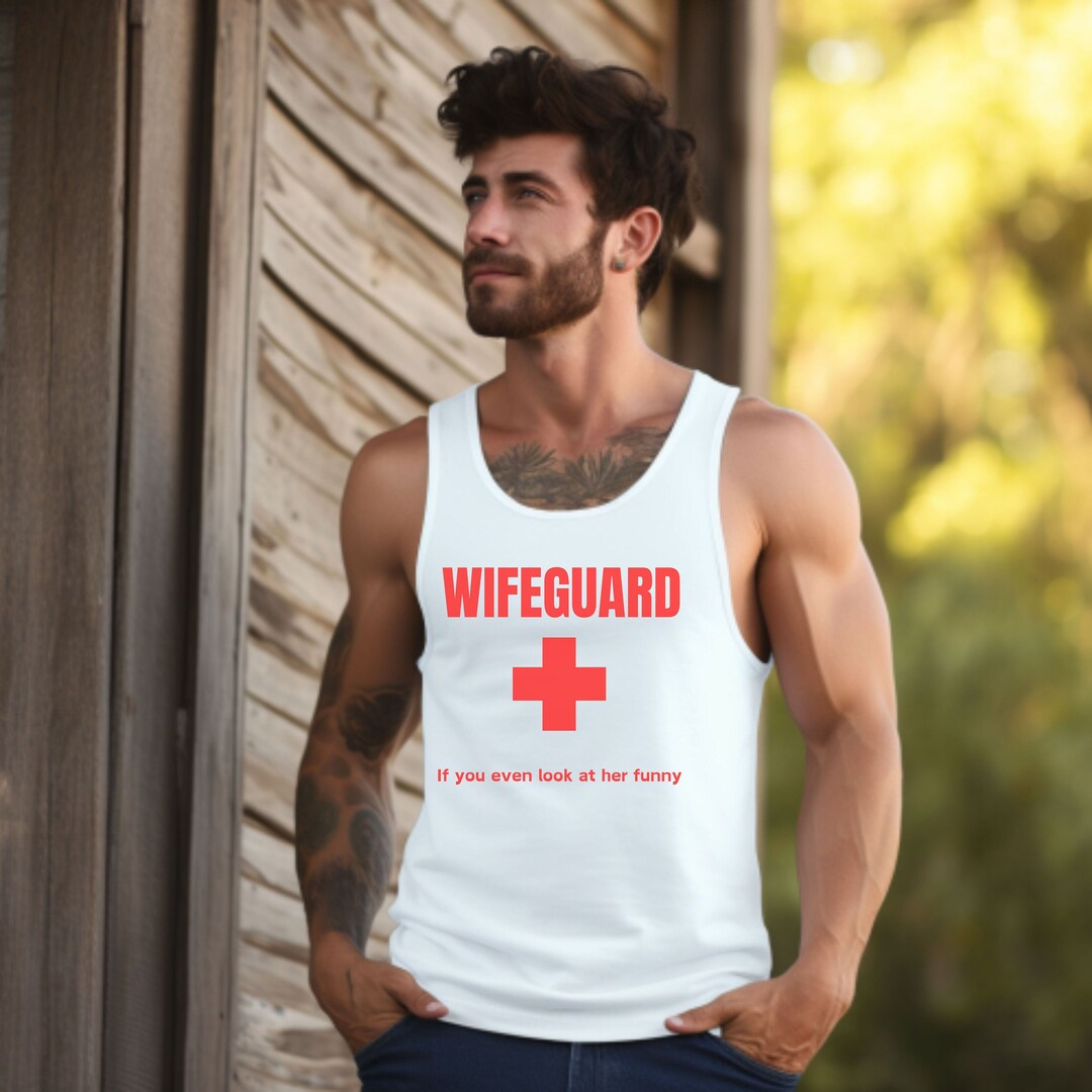 Mens Funny Lifeguard Tank, Gift for Husband Funny Tank Top for Men ...