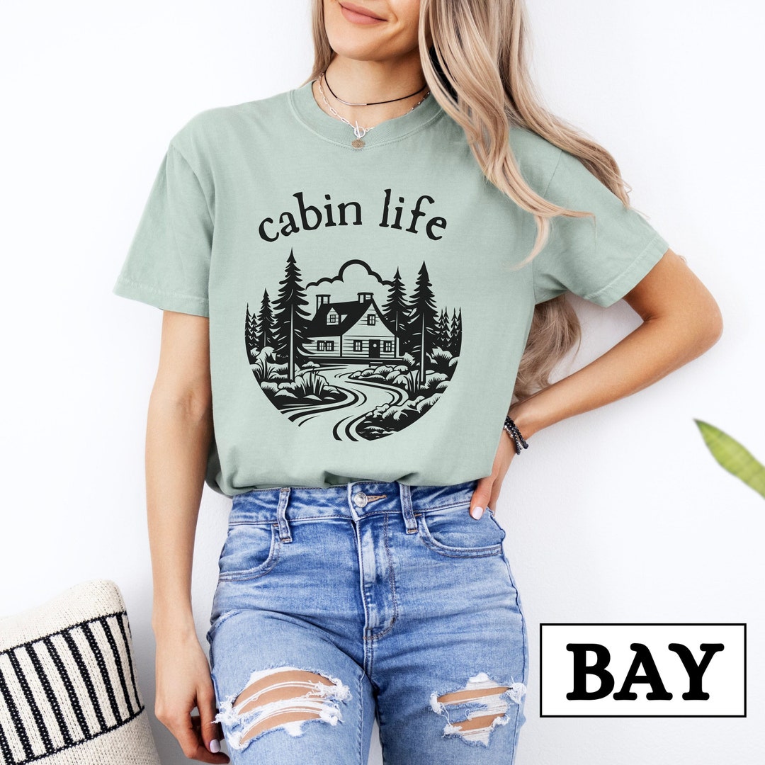 Cabin Life Graphic Tee, Log Cabin T-shirt, Outdoorsy Shirt, Minimalist ...