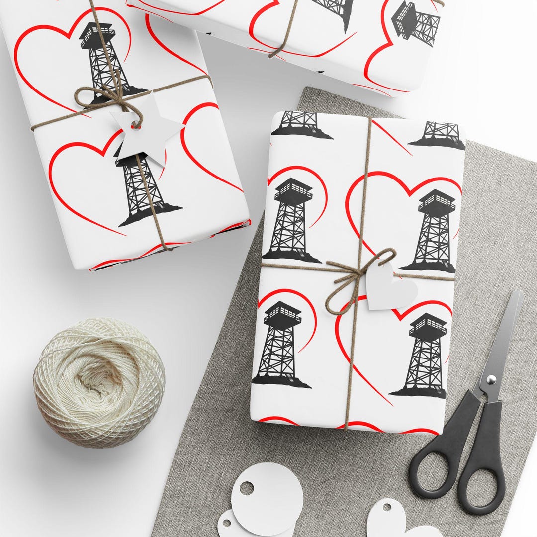 Heart Fire Lookout Towers Wrapping Paper - Etsy