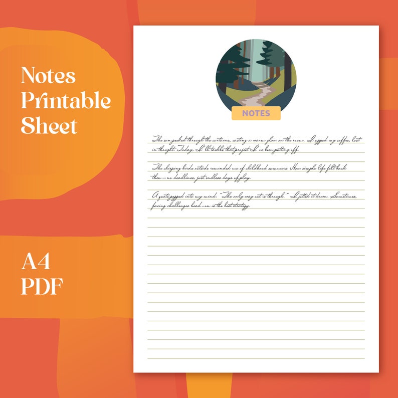 Notes Page Printable Sheet, Notes Template, Note Taking, Writing Paper ...