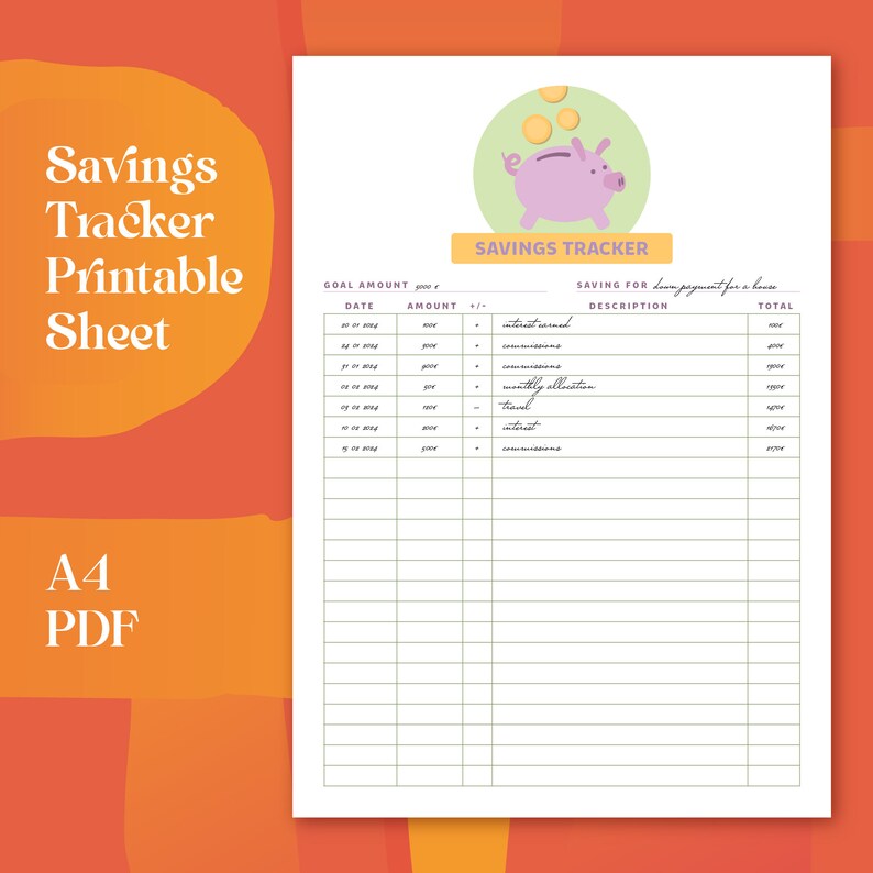 Savings Tracker Printable Sheet, Saving Goal Plan, Savings Tracker ...