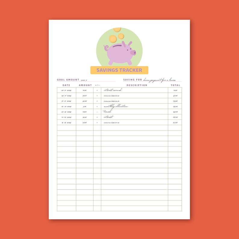 Savings Tracker Printable Sheet, Saving Goal Plan, Savings Tracker ...