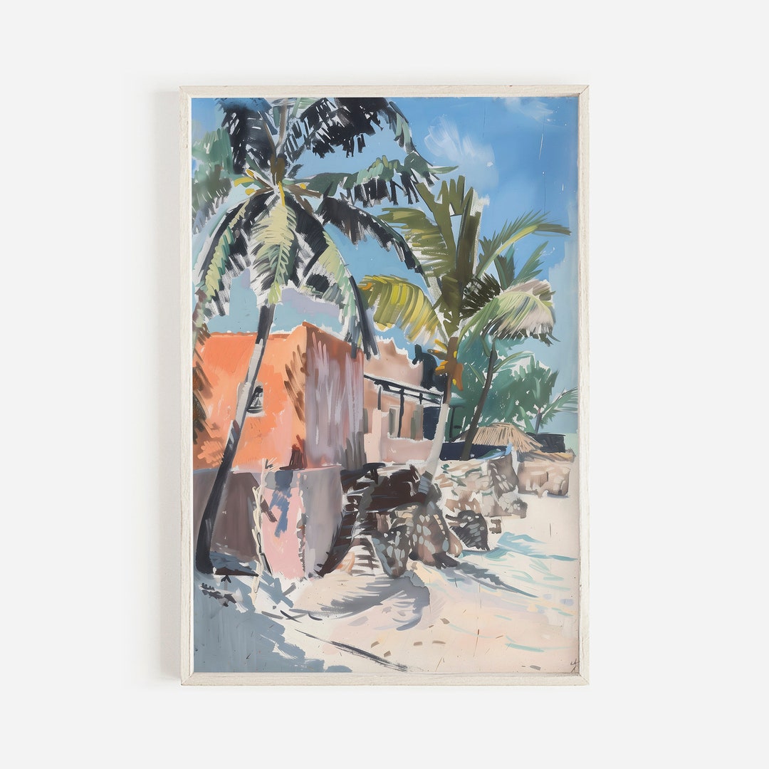 Tulum Beach Wall Art, Tropical Palm Trees, Mexico Travel Print ...