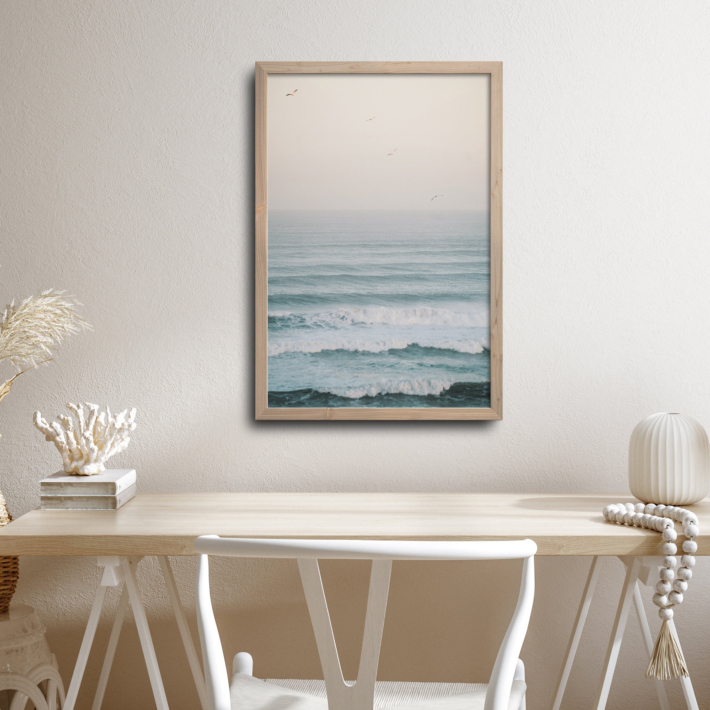 Dreamy Ocean Poster, Pastel Beach Wall Art, Coastal Printable Art ...