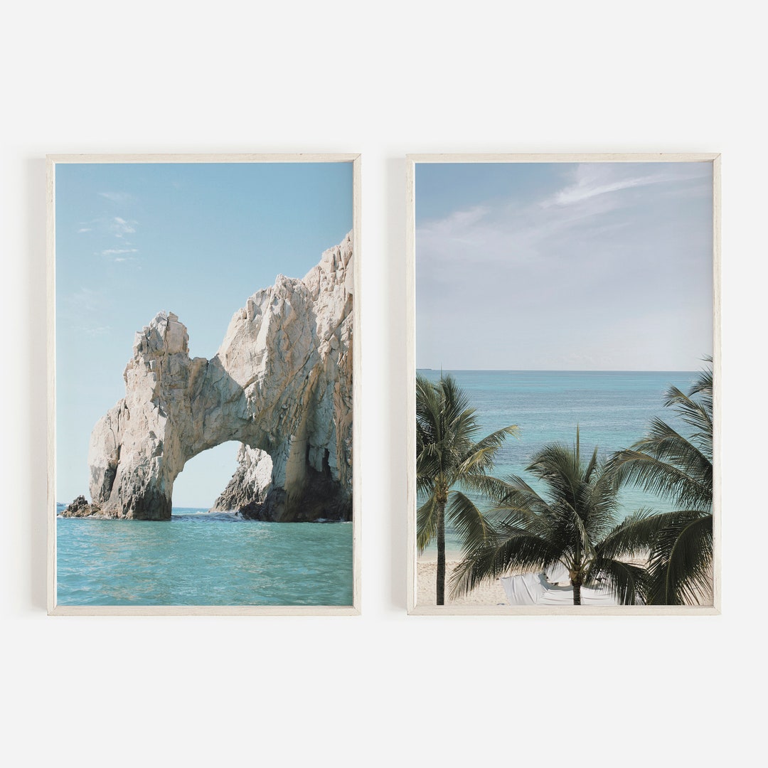 Cabo Beach Print Set of 2, El Arco Printable, Ocean Arch Photo, White ...