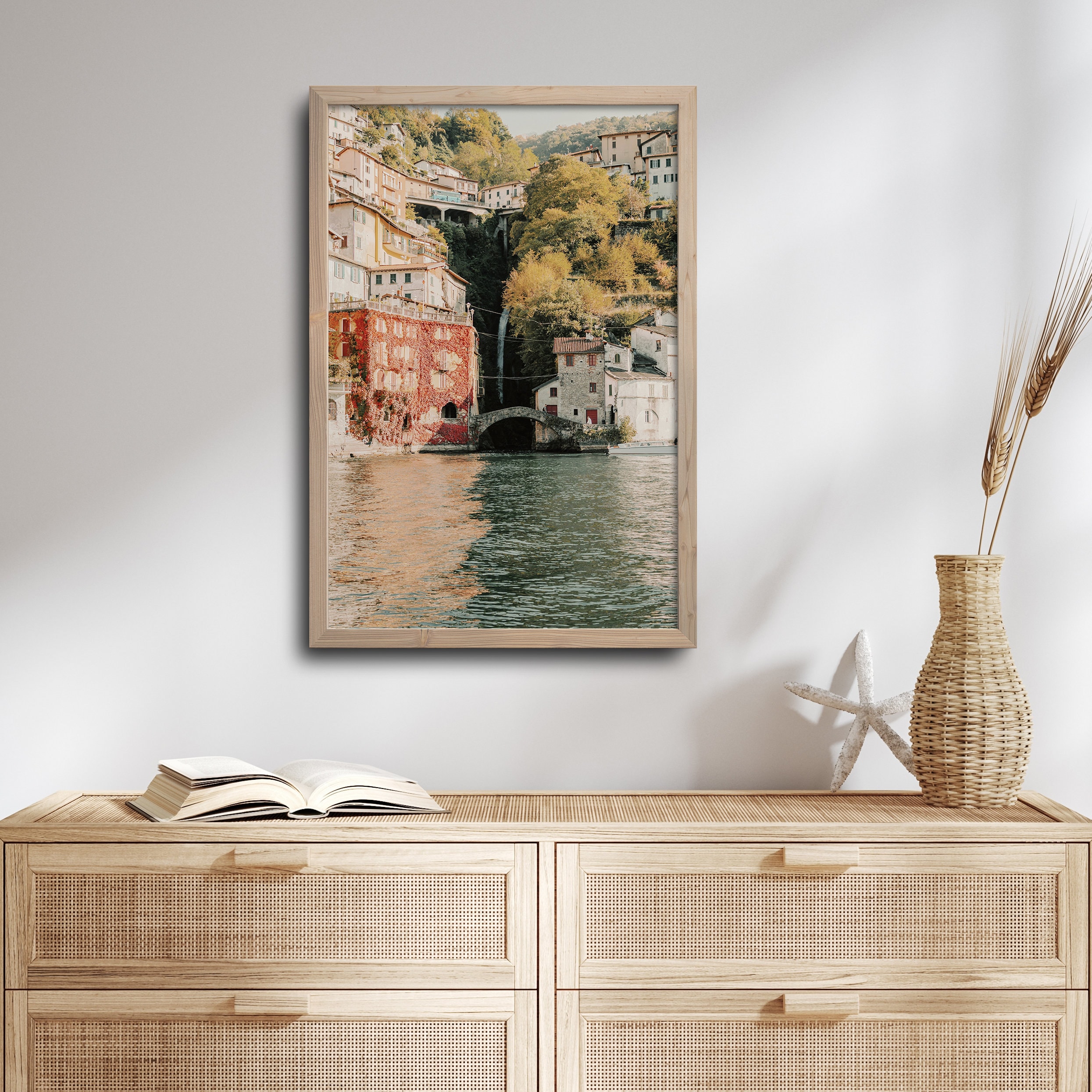 Coastal Italian Village Print, Houses on Cliffside, Summer in Italy ...