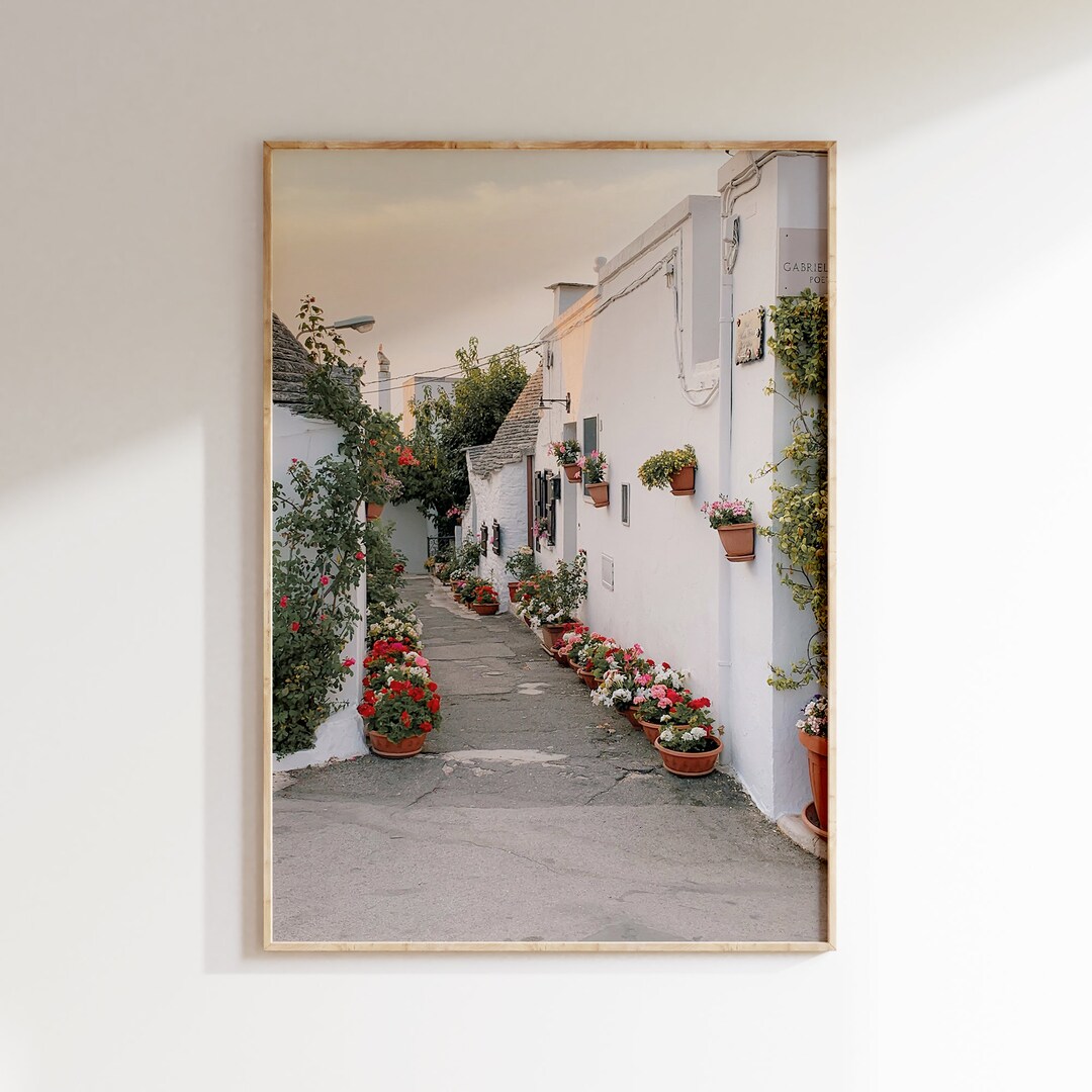 Spring in Puglia Wall Art, Quaint Italian Village Poster, Spring ...