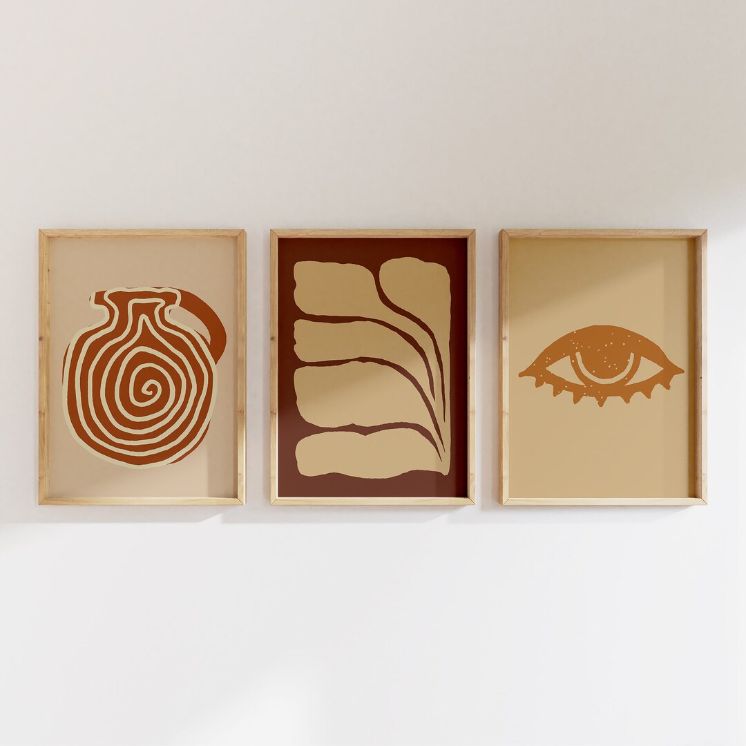 Boho Desert Style Art, Set of 3 Prints, Warm Colors, Colorblock Poster ...