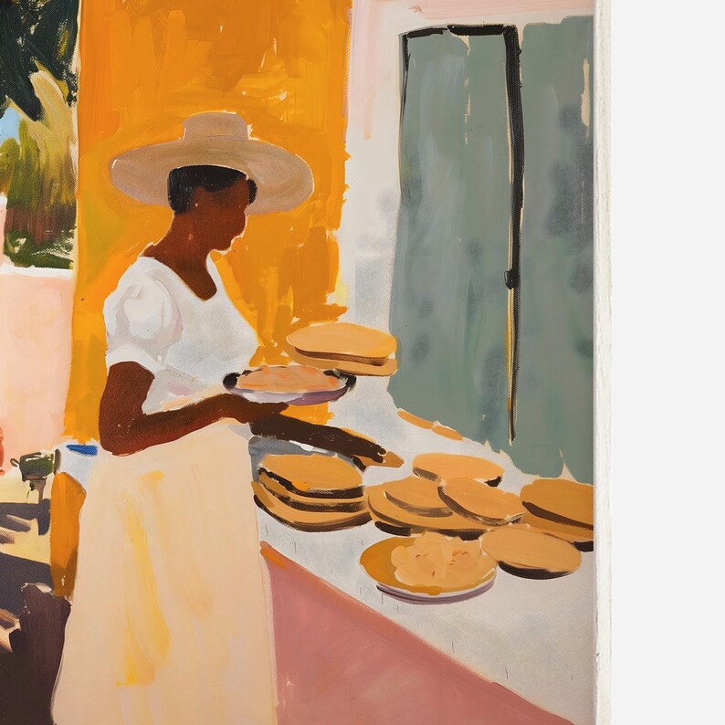 Tortilla Vendor in Mexico, Bold Abstract Art, Mexican Heritage Print ...