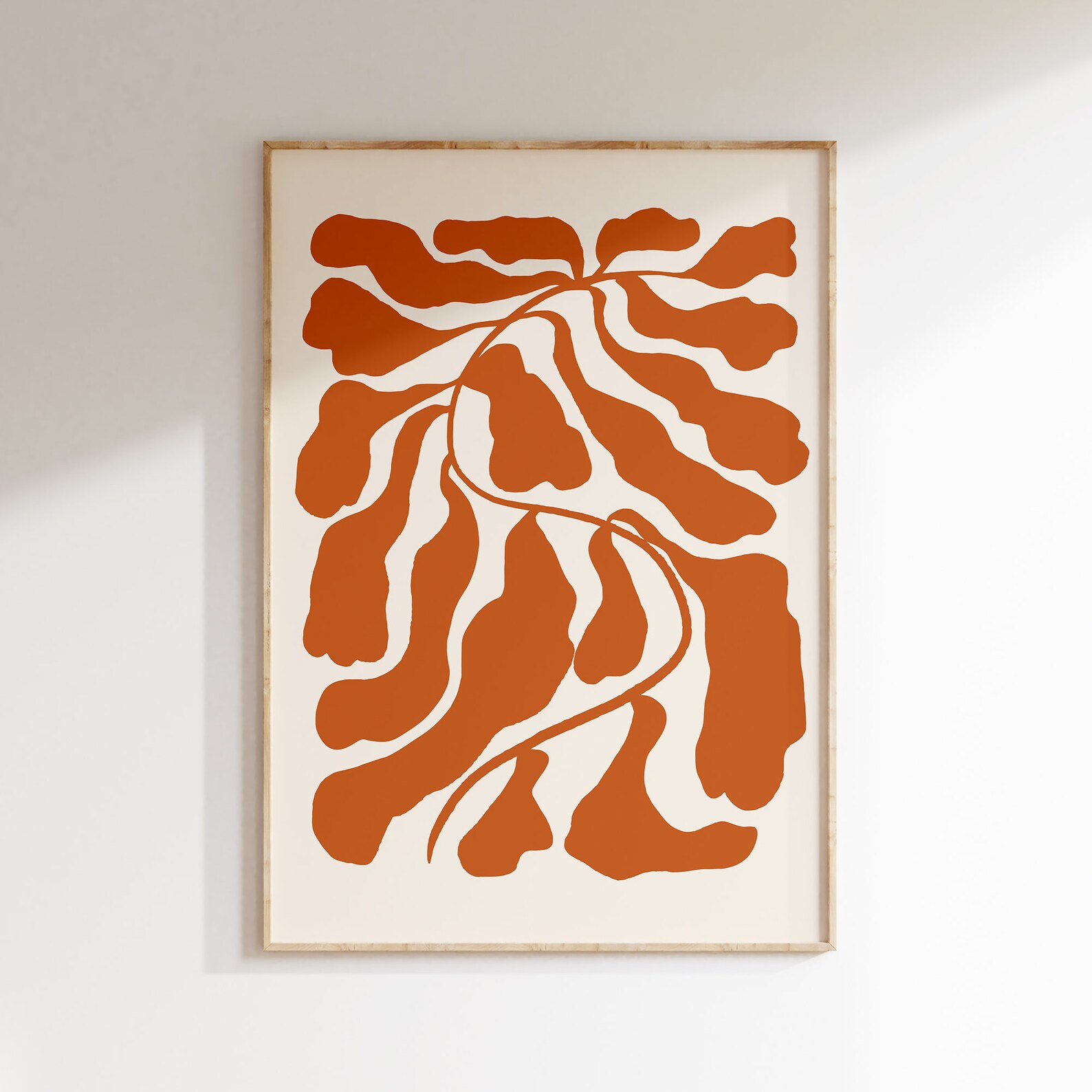 Leaves on A Vine Abstract Art, Colorblock Poster, Burnt Orange and ...