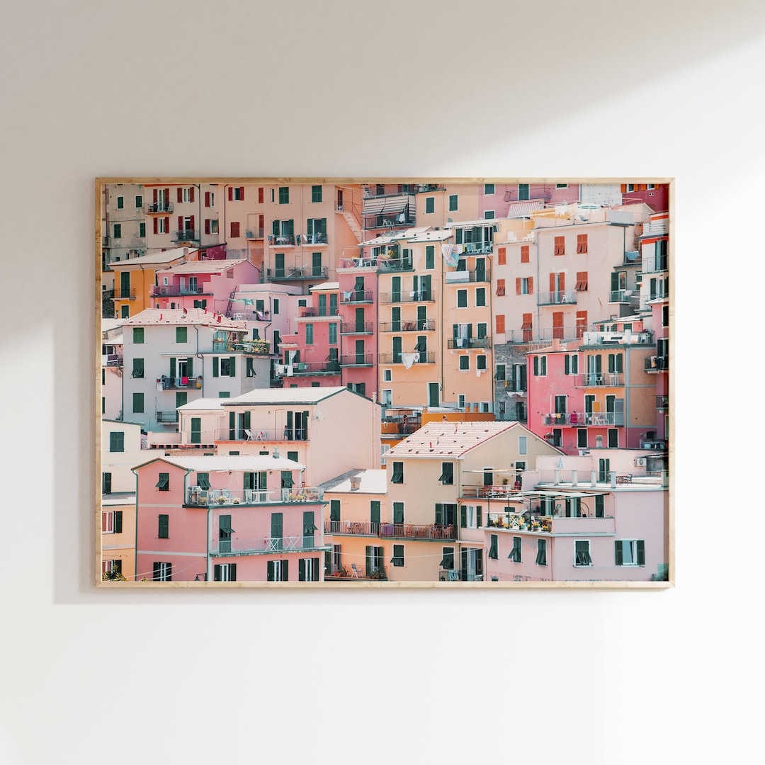 Large Positano Wall Art, Amalfi Coast Print, Pastel Buildings, Positano ...