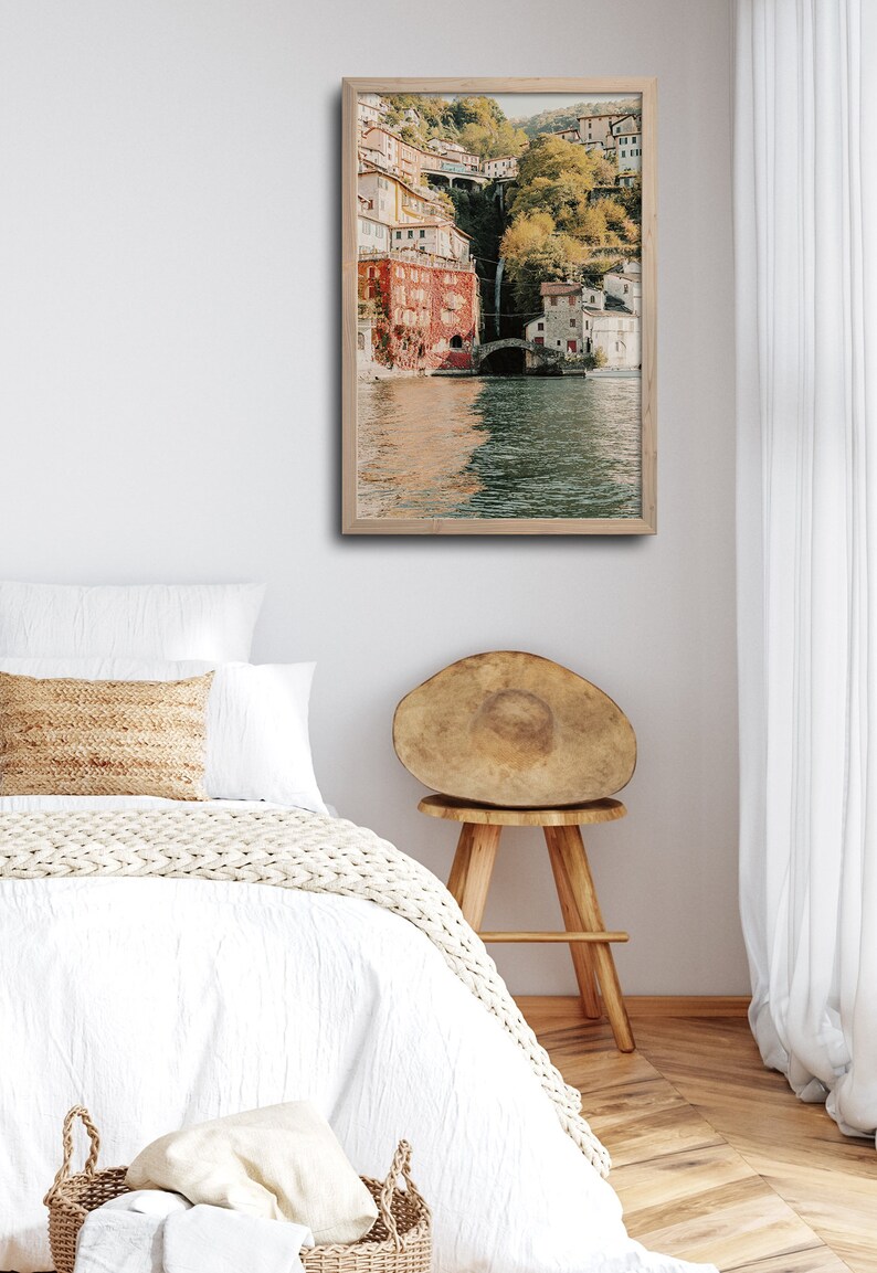 Coastal Italian Village Print, Houses on Cliffside, Summer in Italy ...