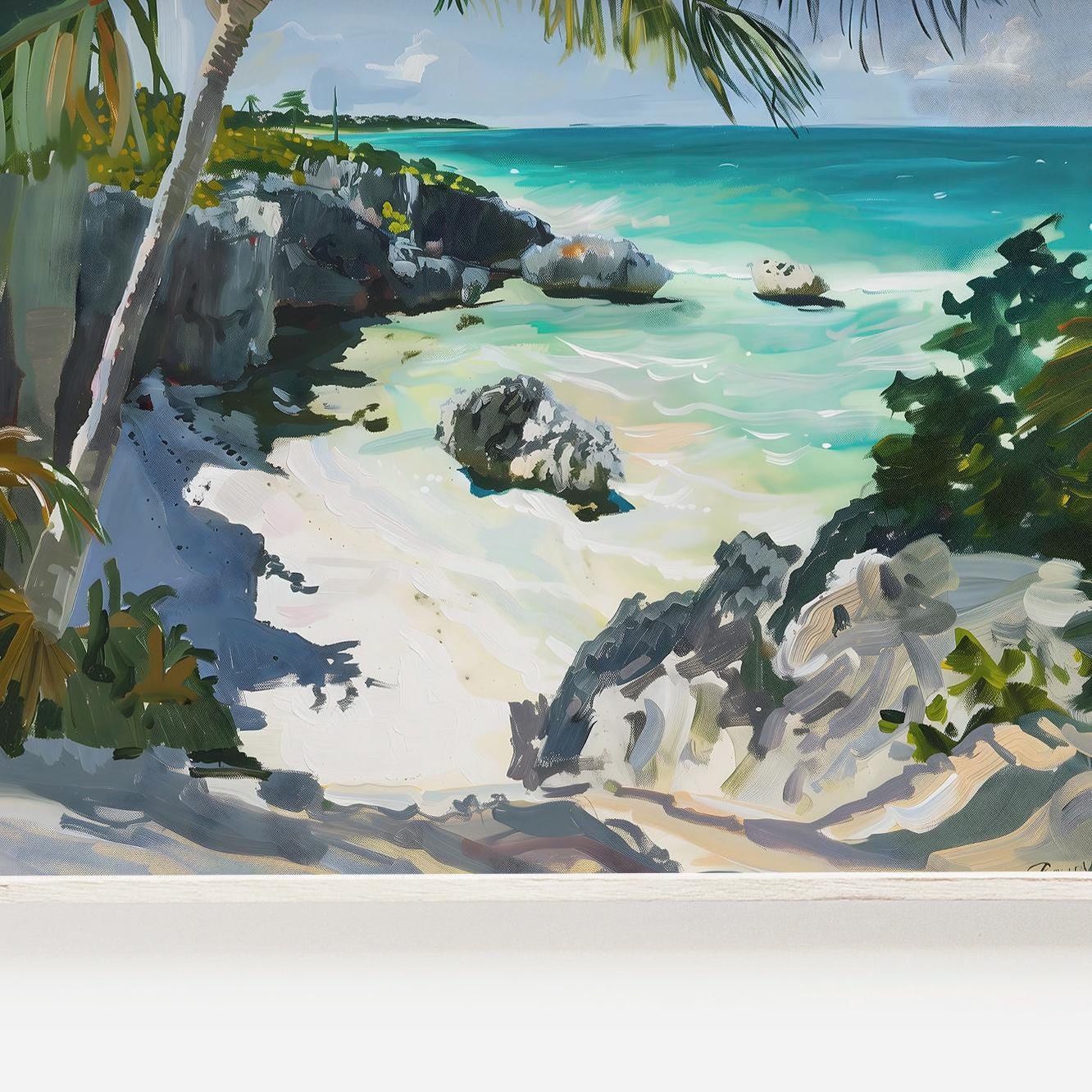 White Sand Beach Painting, Tulum Travel Poster, Mexico Printable Art ...