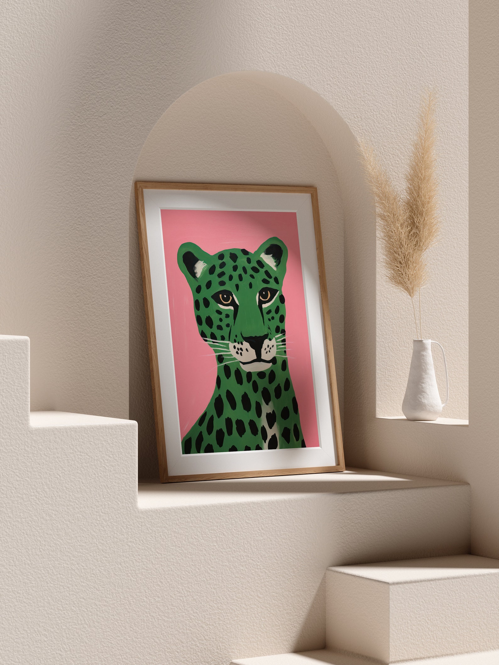 Leopard Print, Green Cat Wall Art, Boho Home Decor, Nursery Digital Art ...