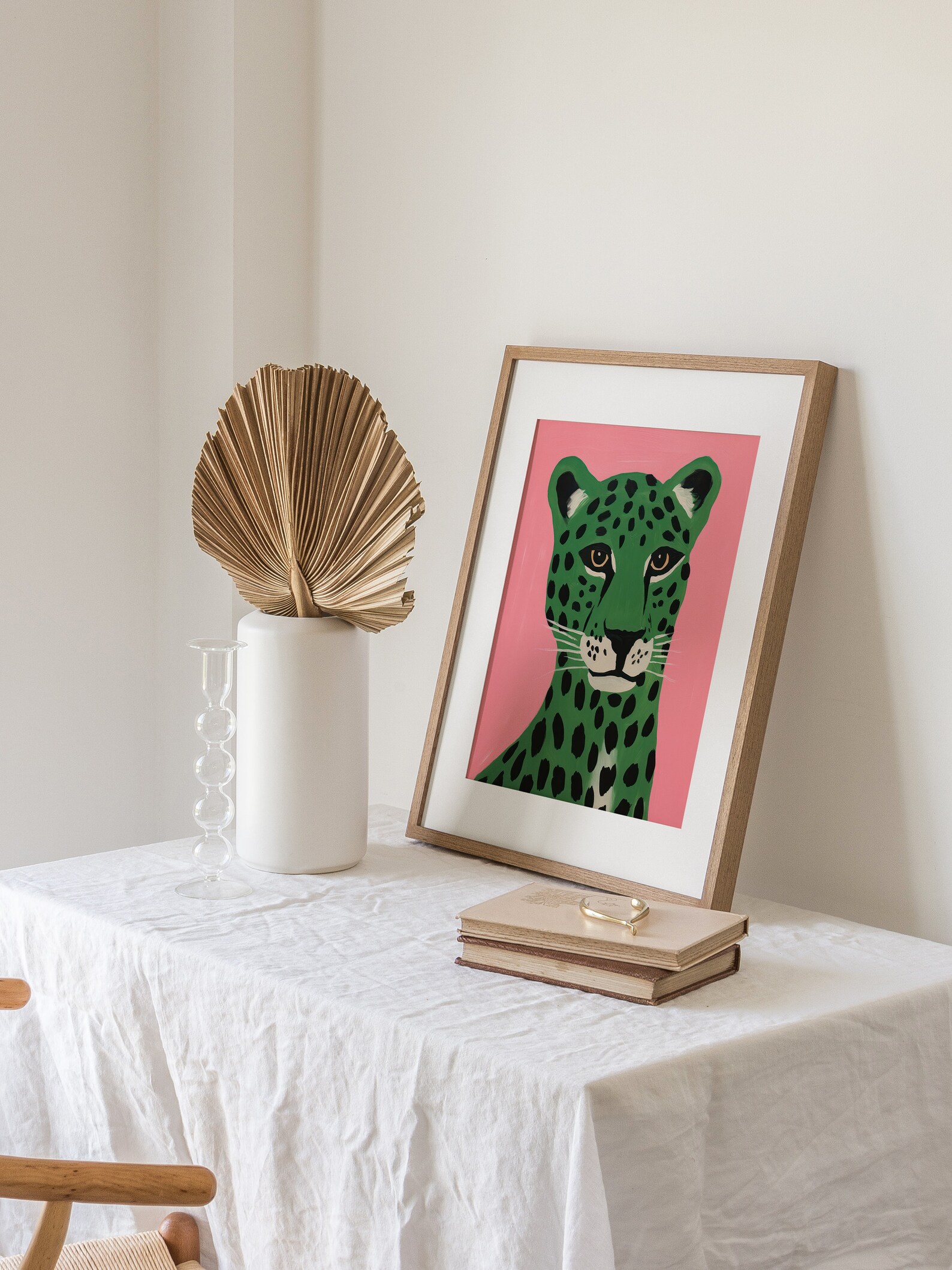Leopard Print, Green Cat Wall Art, Boho Home Decor, Nursery Digital Art ...