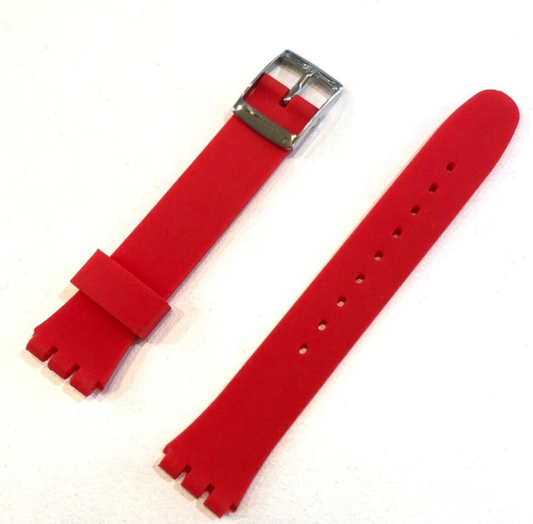 Replacement Swatch Watch Strap for Men and Women Silicone 17 Red With ...