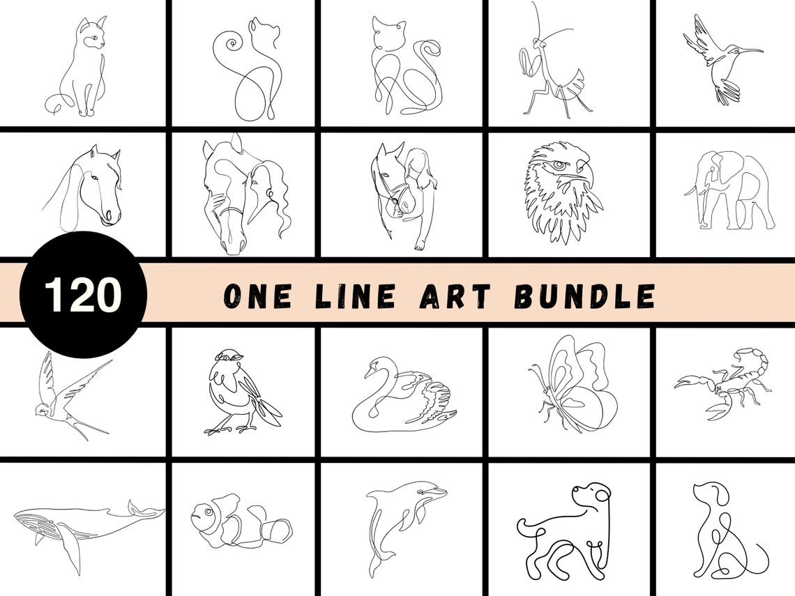 Ein Line Art SVG Bundle. Minimalistische SVG-Datei, Tattoo-Svg-Datei ...