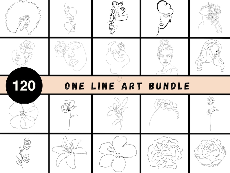 One Line Art Svg Bundle. Minimalistic SVG, Tattoo Svg, Single Line Svg ...