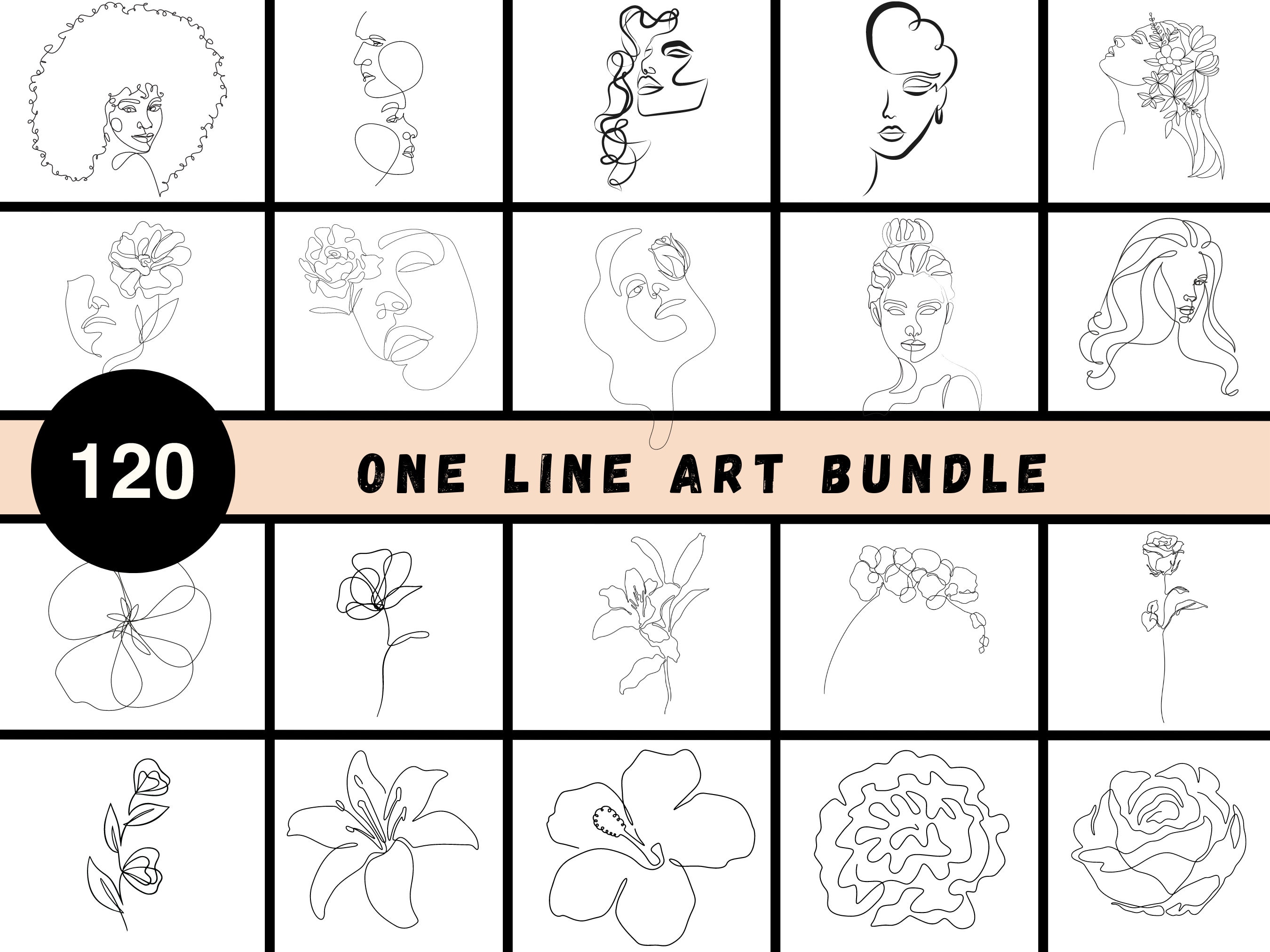 One Line Art Svg Bundle. Minimalistic SVG, Tattoo Svg, Single Line Svg ...