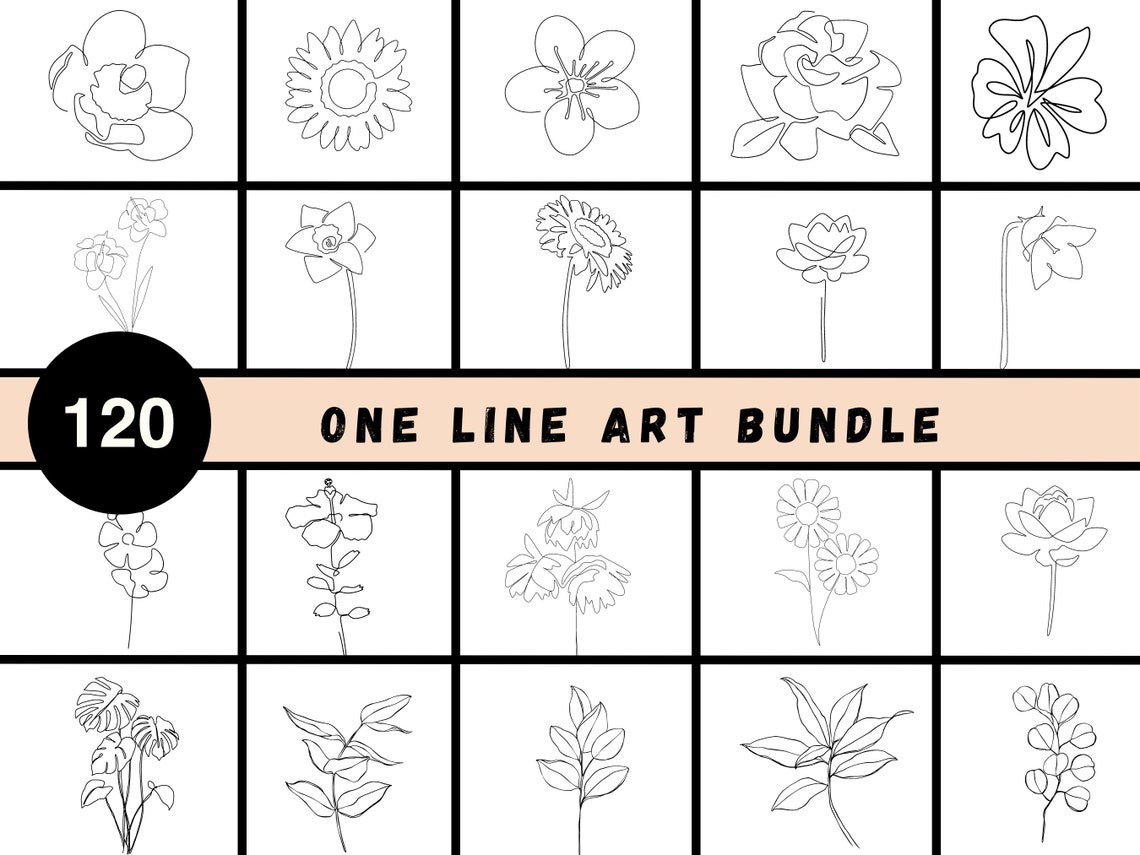 One Line Art Svg Bundle. Minimalistic SVG, Tattoo Svg, Single Line Svg ...