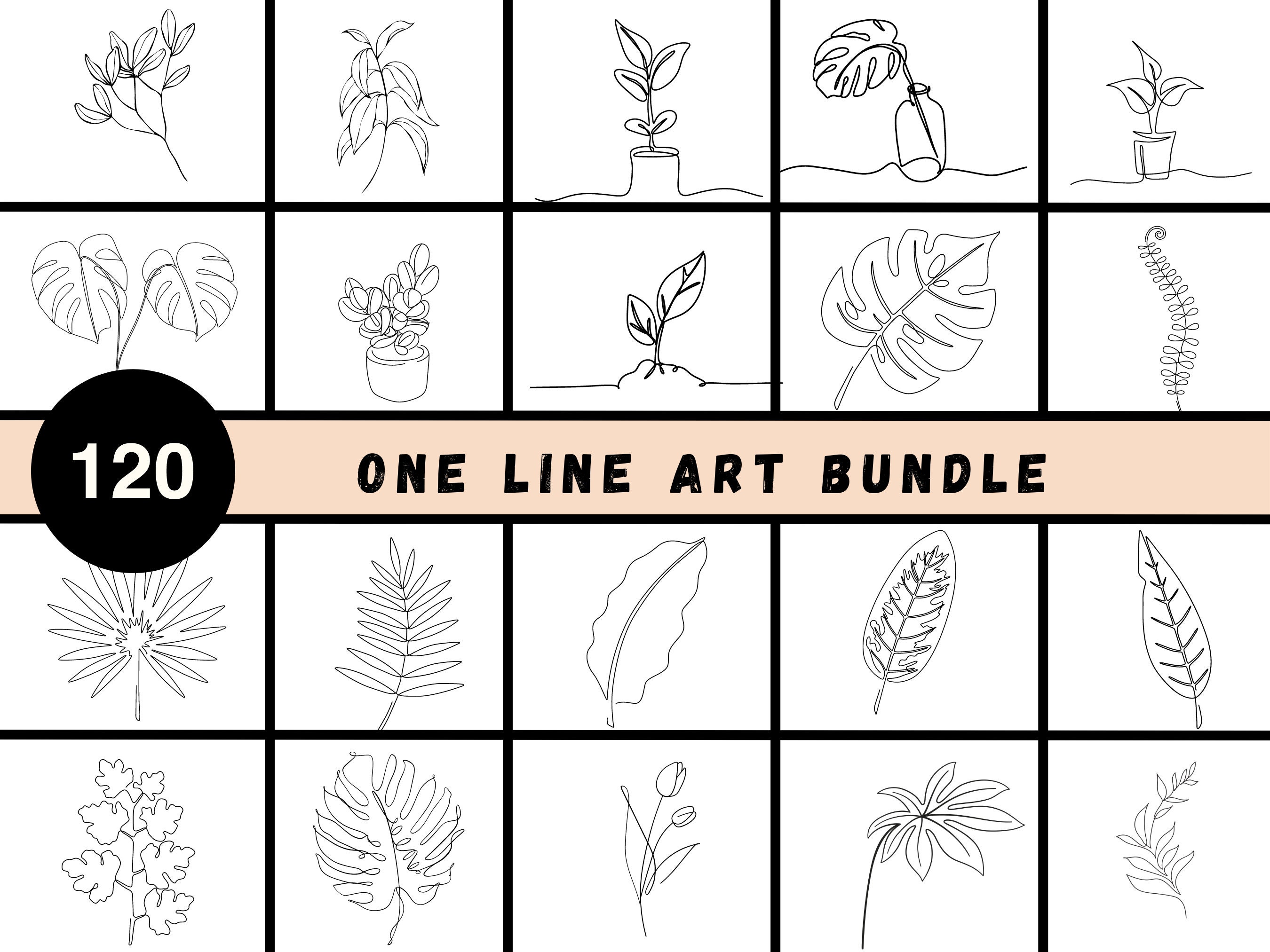 Ein Line Art SVG Bundle. Minimalistische SVG-Datei, Tattoo-Svg-Datei ...