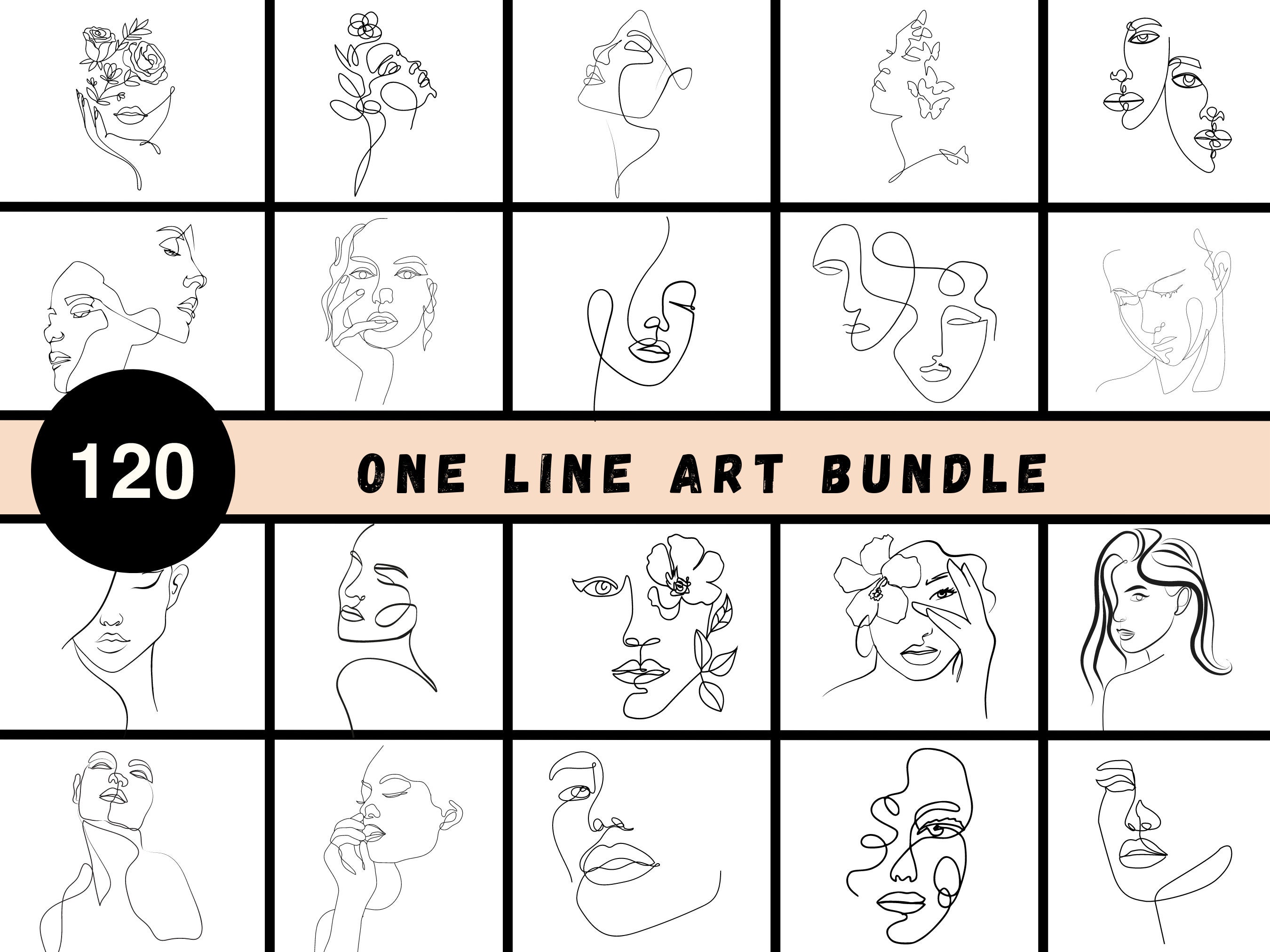 One Line Art Svg Bundle. Minimalistic SVG, Tattoo Svg, Single Line Svg ...