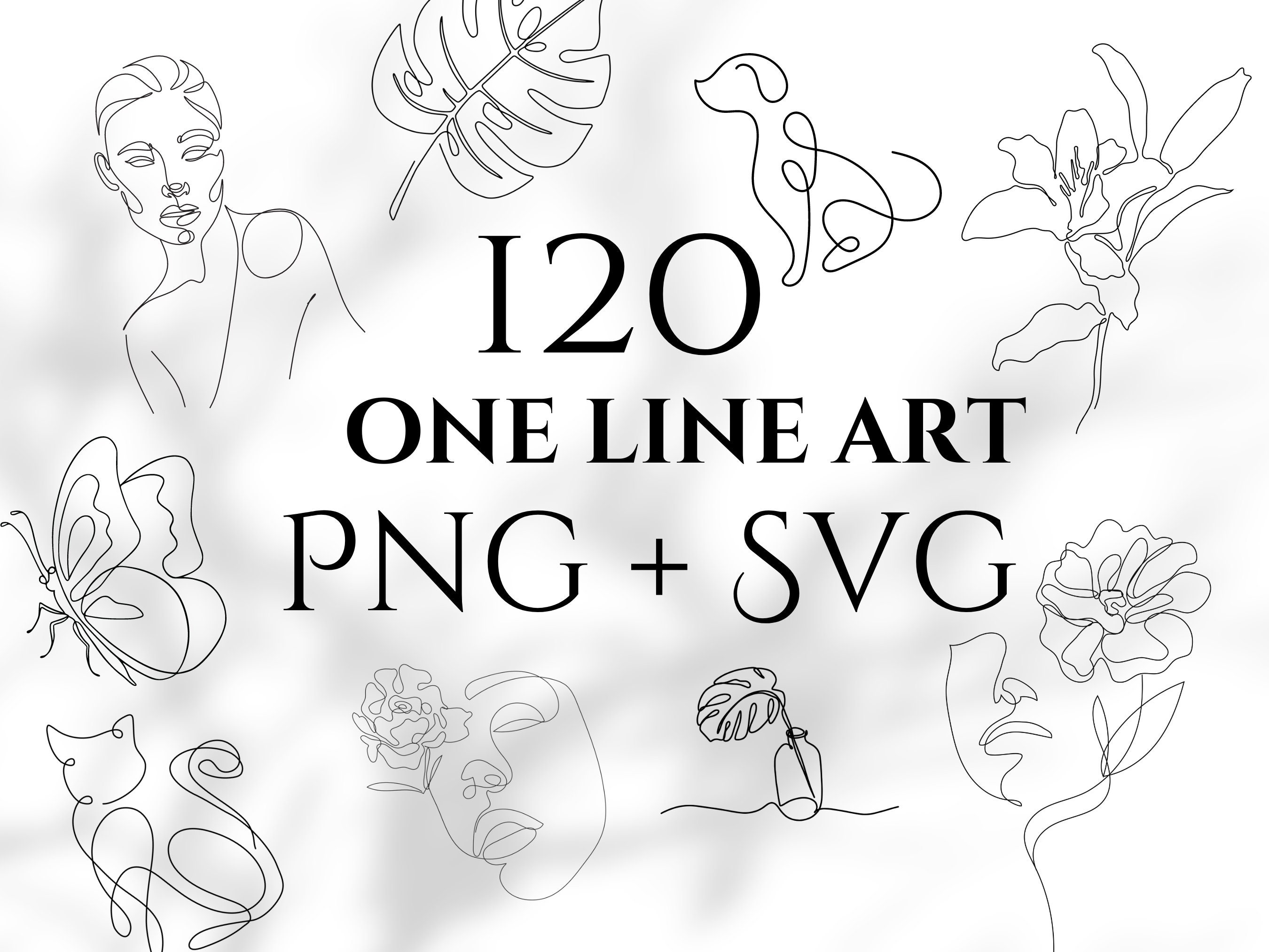 One Line Art Svg Bundle. Minimalistic SVG, Tattoo Svg, Single Line Svg ...