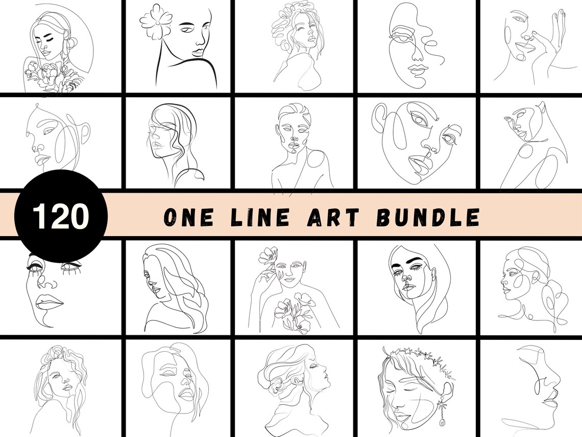 One Line Art Svg Bundle. Minimalistic SVG, Tattoo Svg, Single Line Svg ...