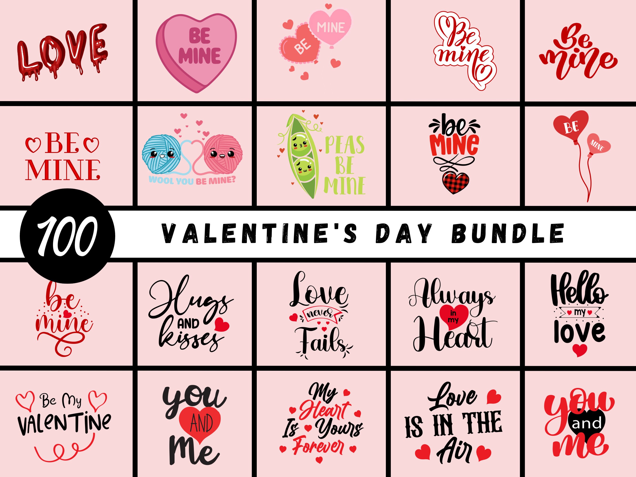 Happy Valentines Png Bundle. Happy Valentine Svg Bundle Pack ...