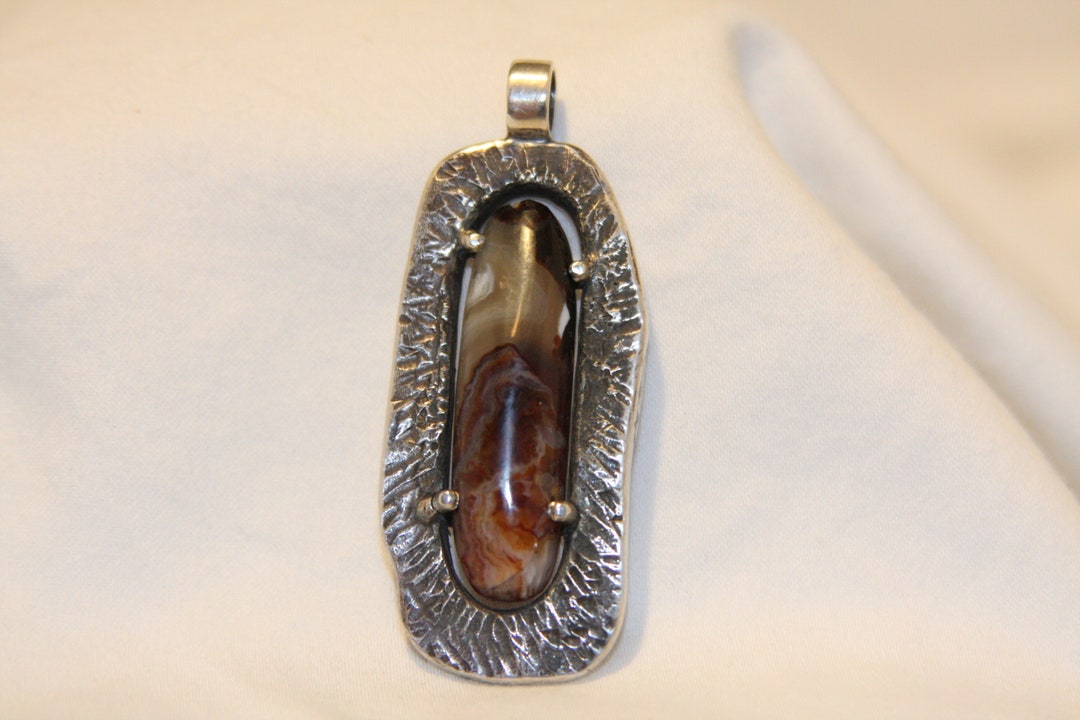 Sterling Silver & Agate Pendant - Etsy