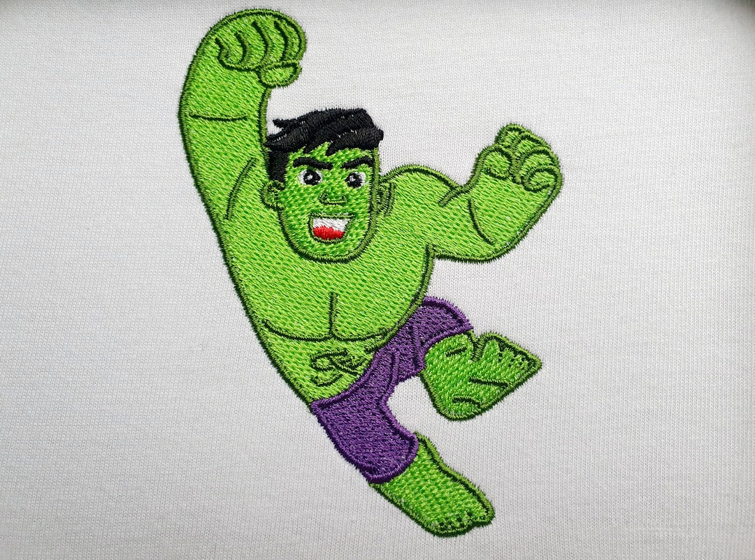 Green Superhero Inspired Machine Embroidery Design, Super Strong Angry ...