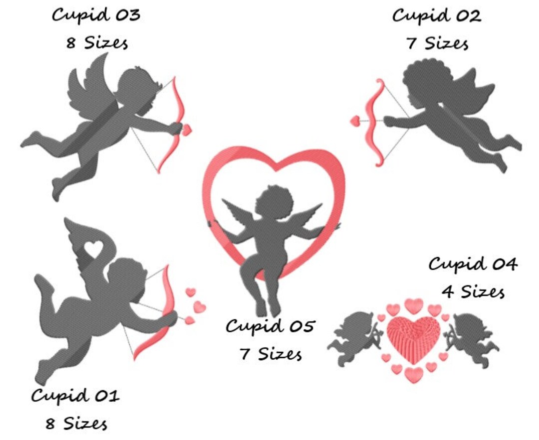 Valentine's Day Cupid Embroidery Design Bundle, Angel Machine ...