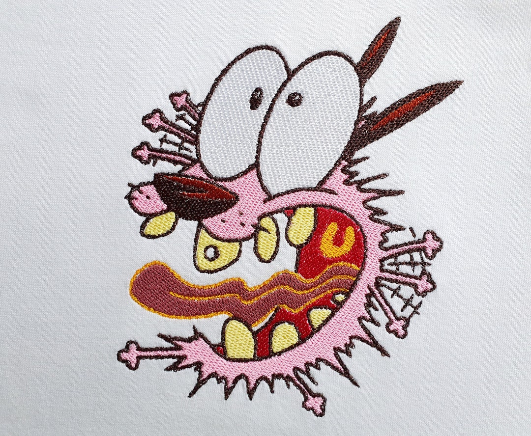 Scared Pink Dog Embroidery Design, Cartoon Dog Machine Embroidery ...