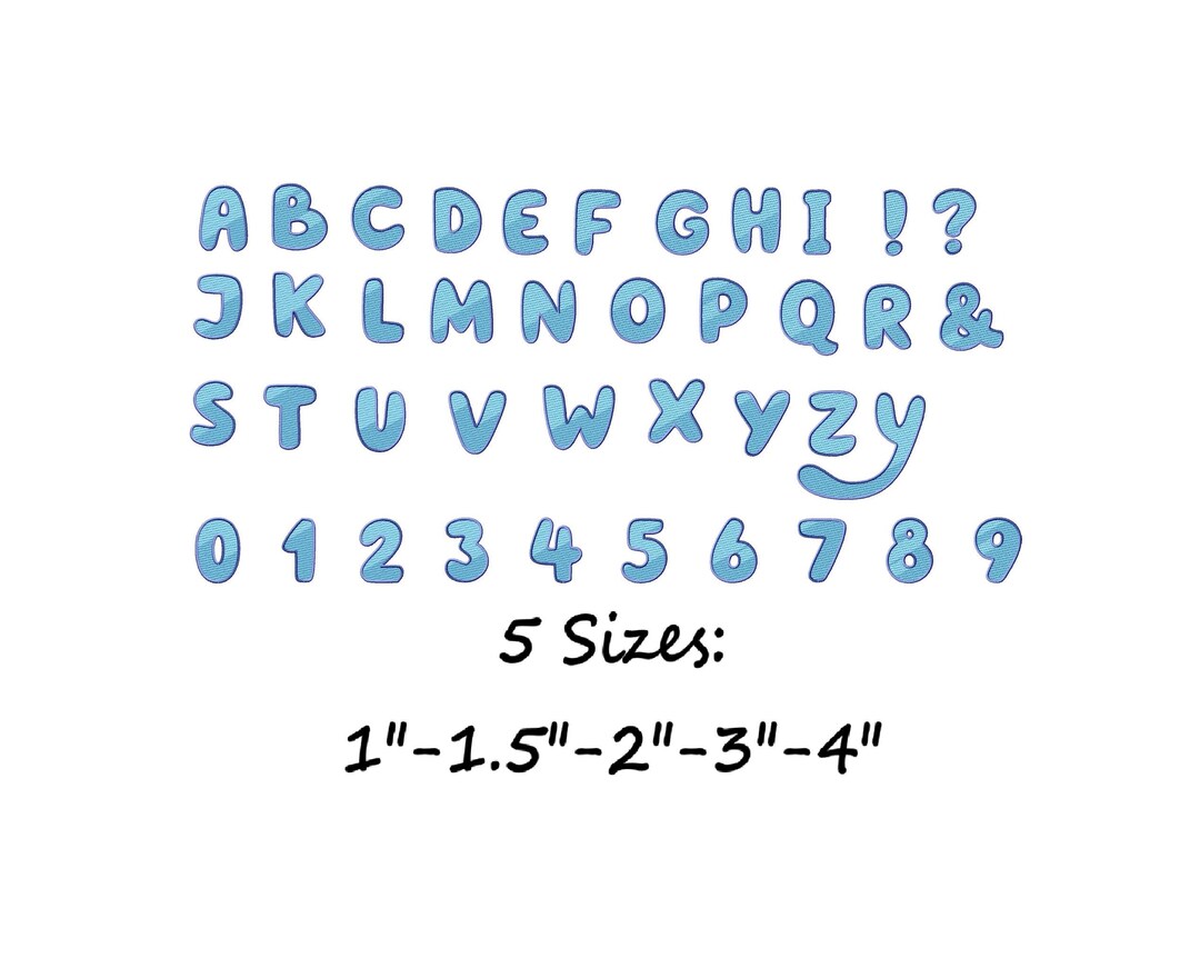 Cartoon Blue Dog Style Machine Embroidery Font Design, Instant Download ...