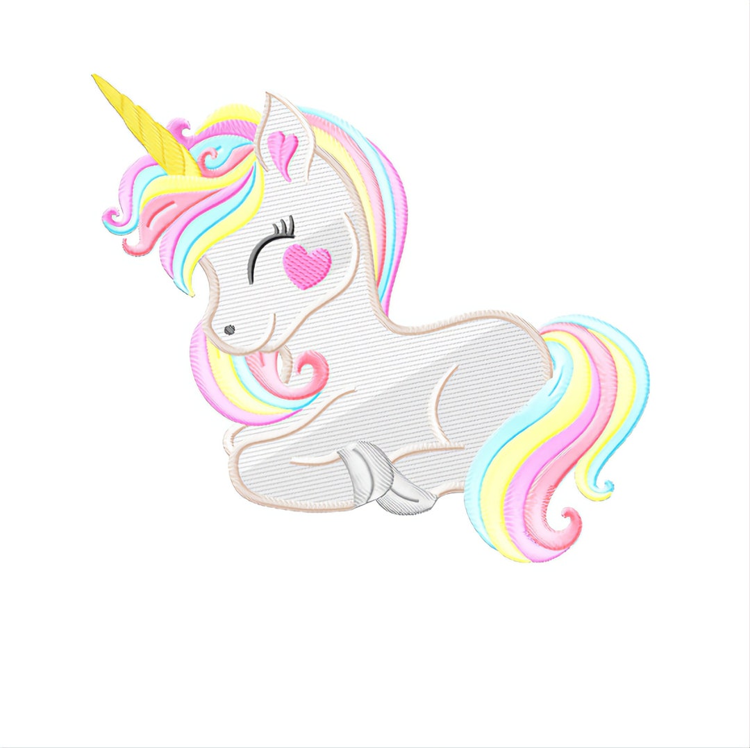 Cute Rainbow Unicorn Embroidery Design, Baby Girl Birthday Machine ...