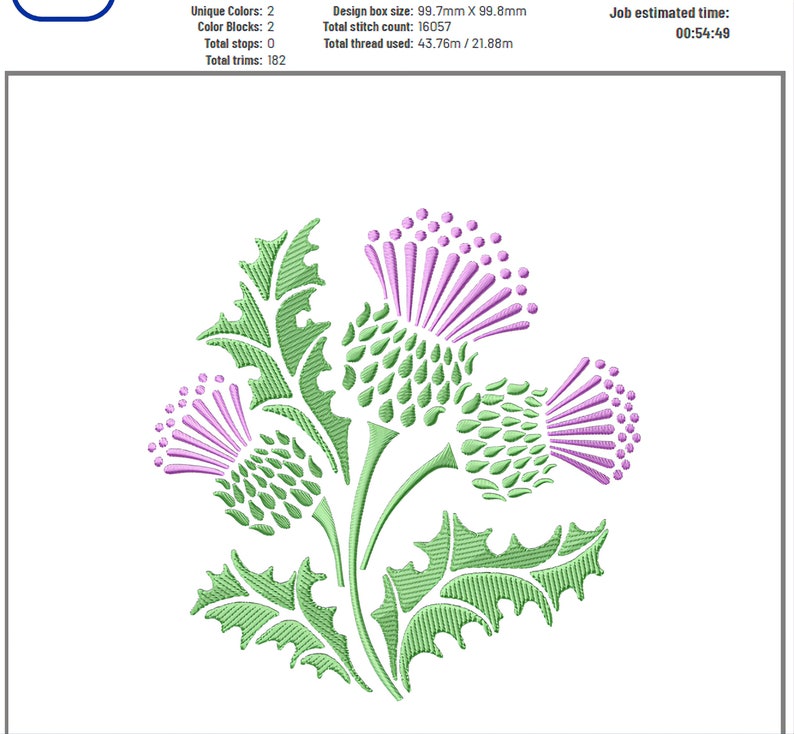 Three Thistle Embroidery Design, Scottish Thistle, Purple Wild Flower ...
